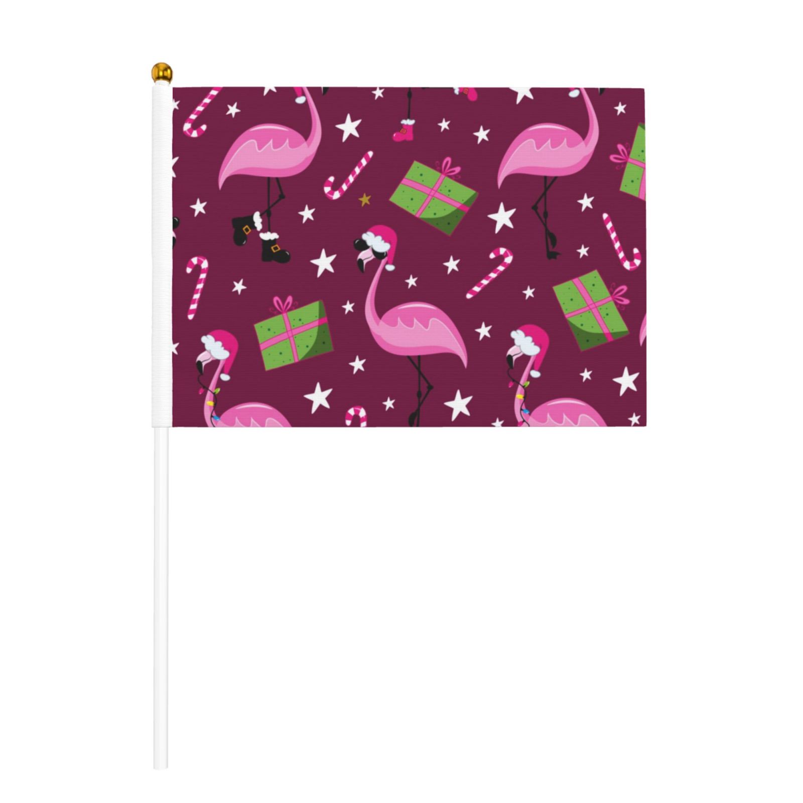Hawaiian Tropical Flamingo Christmas Flag Small Mini Hand Held Flags ...