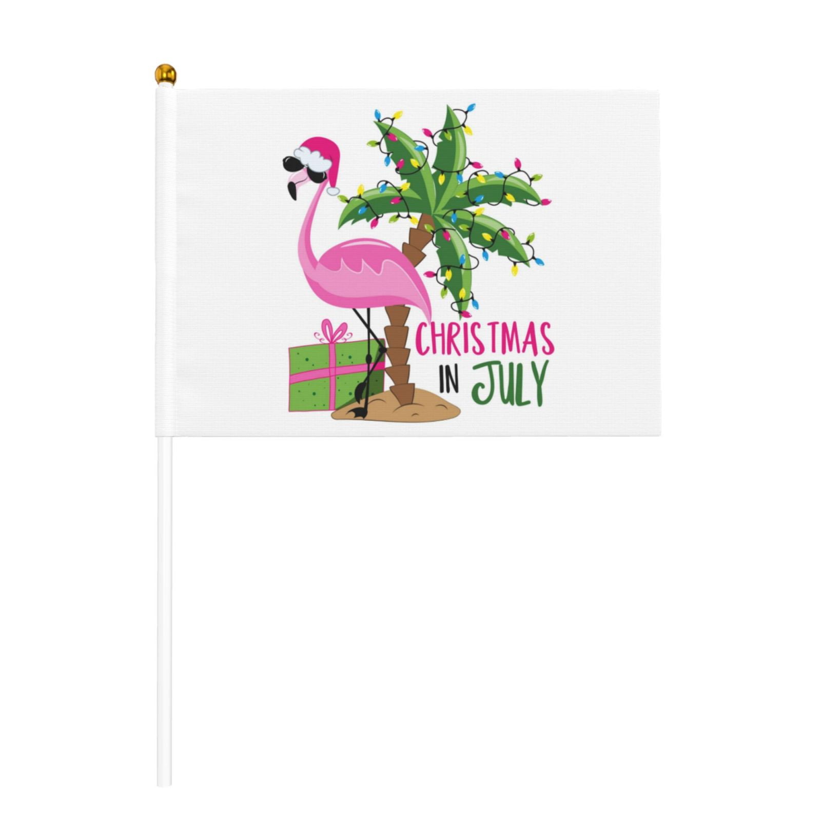 Hawaiian Tropical Flamingo Christmas Flag Small Mini Hand Held Flags ...