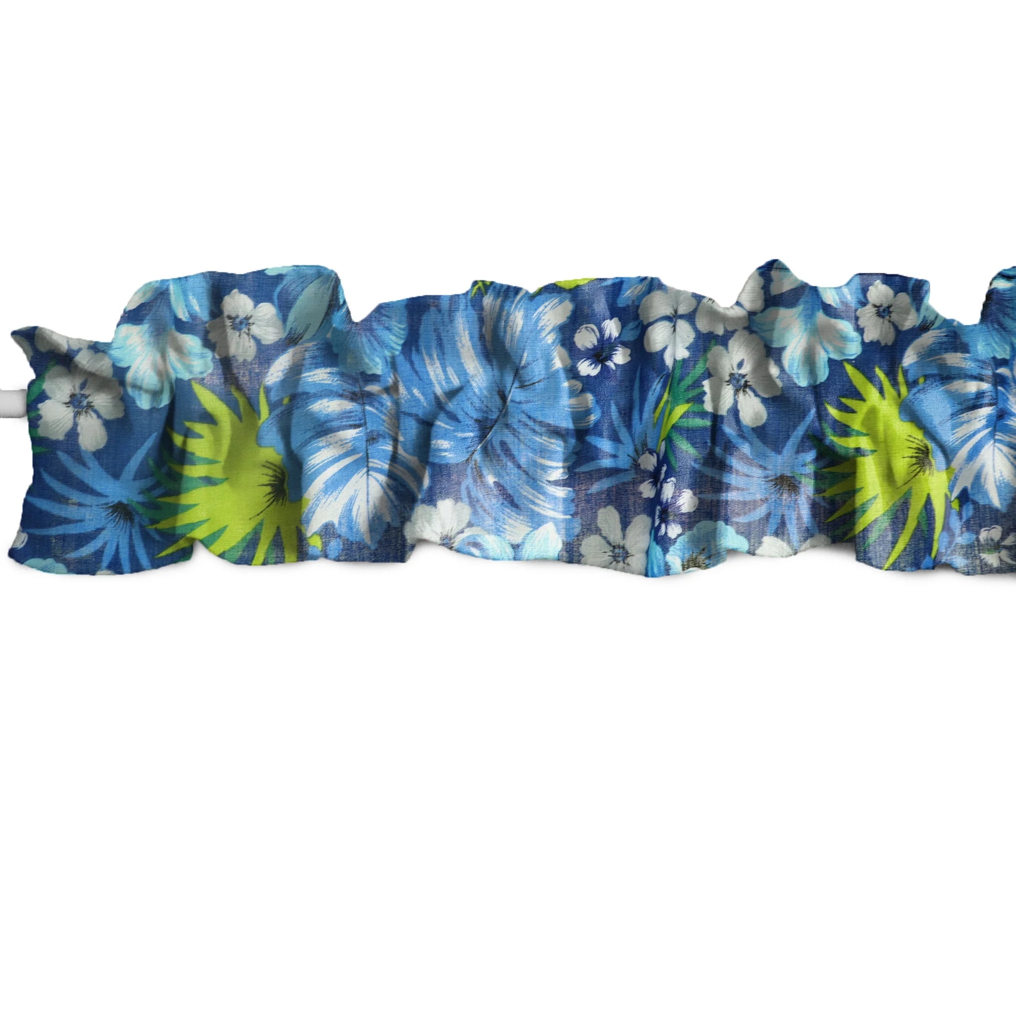 Hawaiian Tropical Floral Print Cotton Curtain Sleeve Topper Window ...