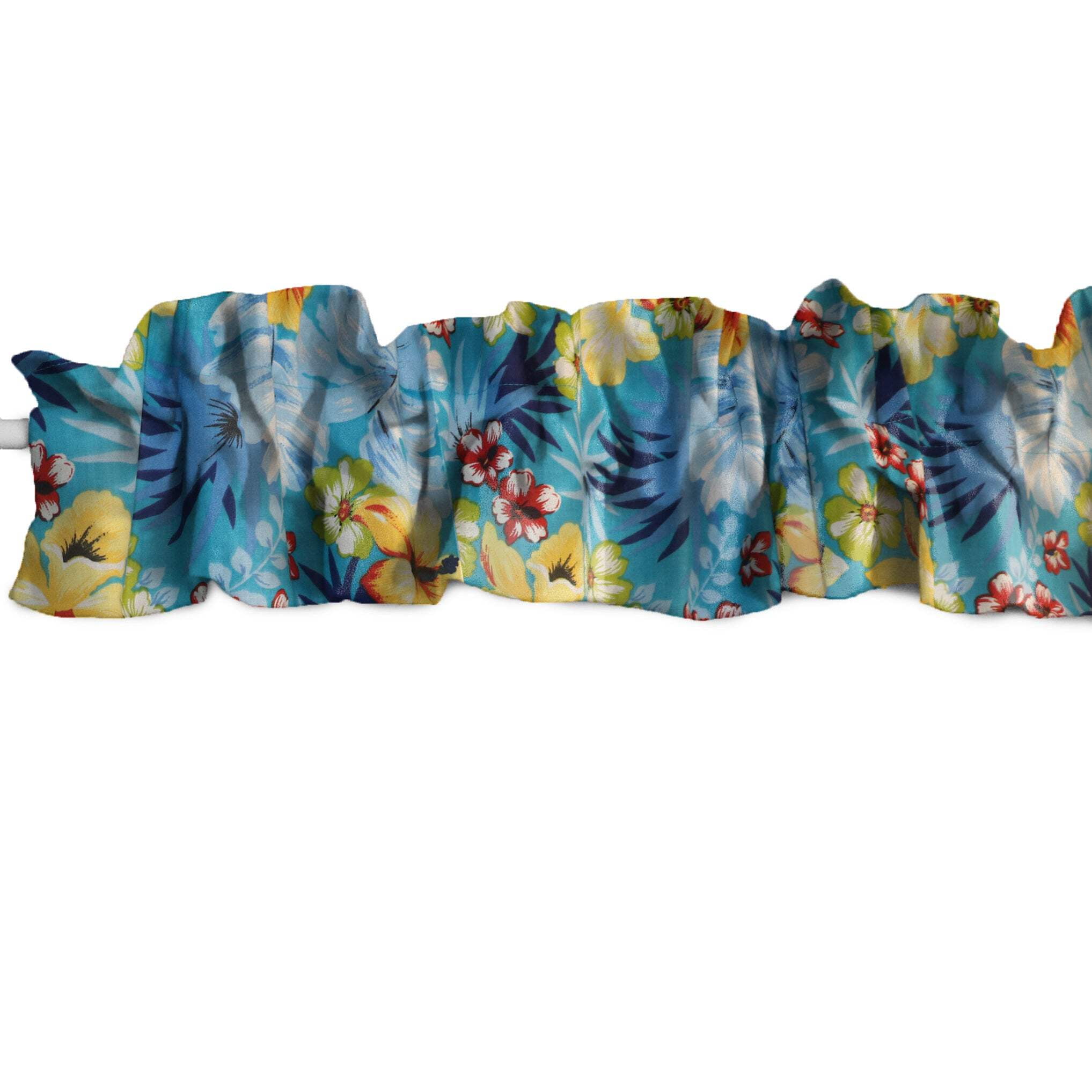Hawaiian Tropical Floral Print Cotton Curtain Sleeve Topper Window ...
