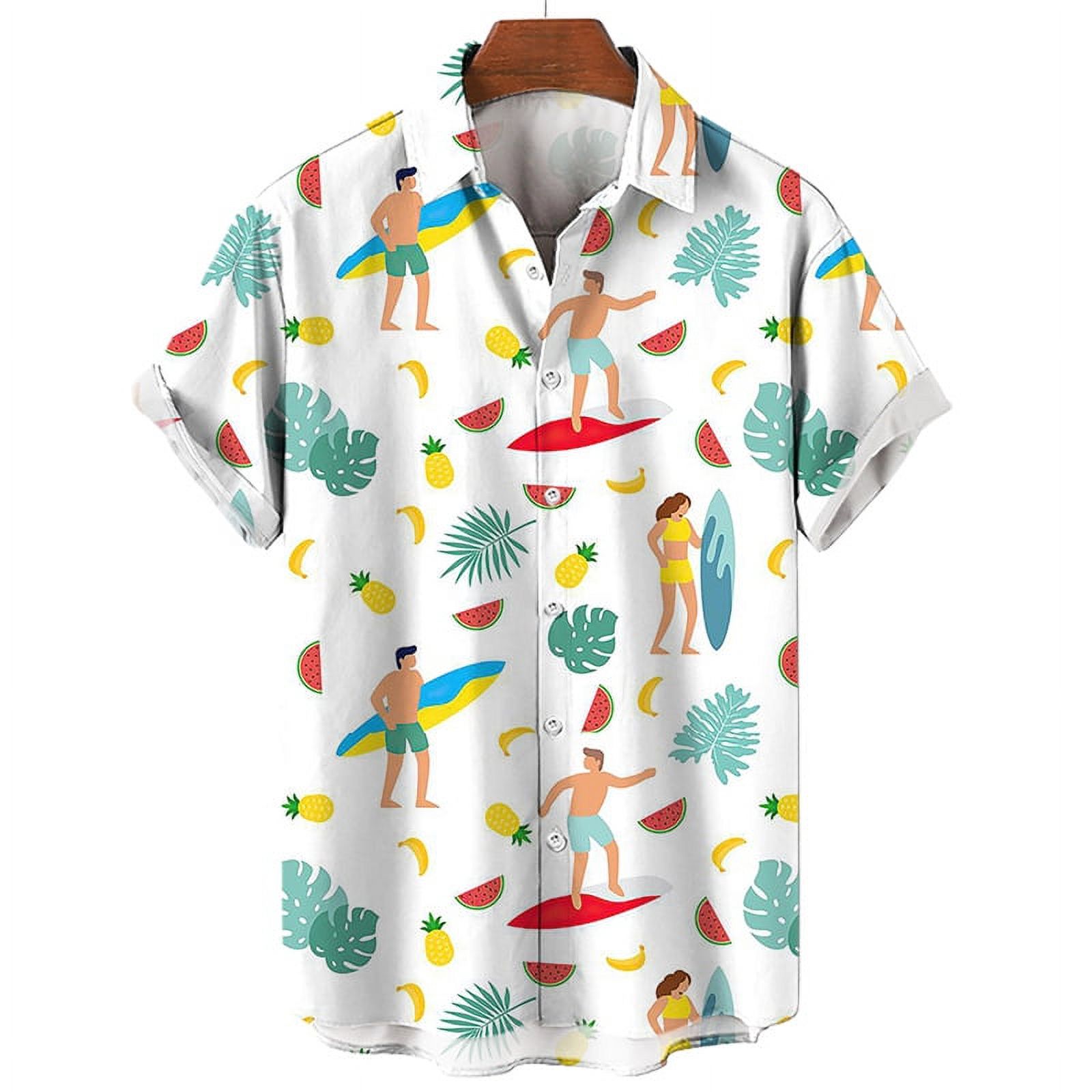 Hawaiian Tropical Fruit Shirt For Men Button Lapel Short Sleeve Shirts ...