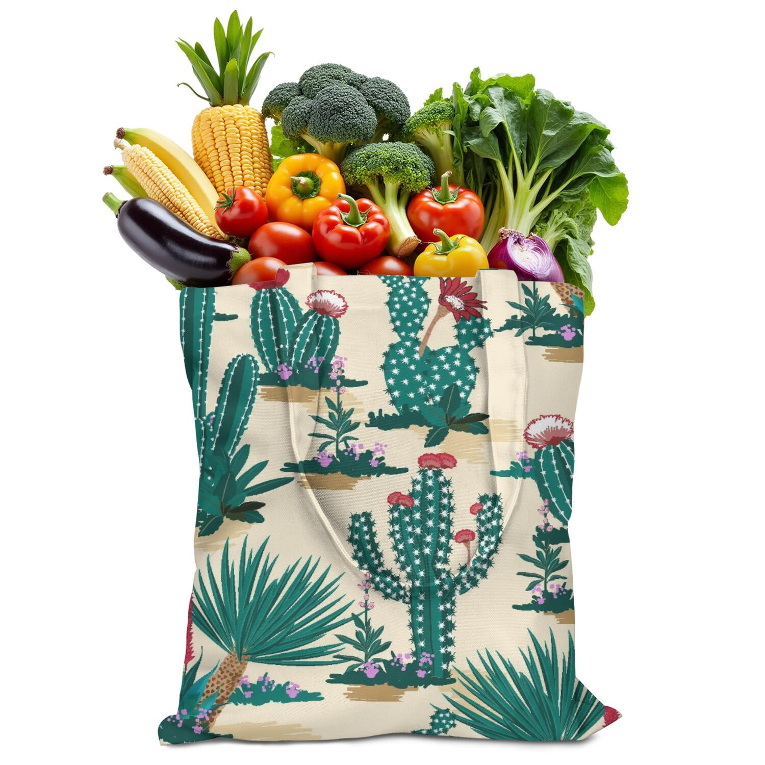 Hawaiian Tropical Island Canvas Tote Bag, Reusable Exotic Palm Tree ...