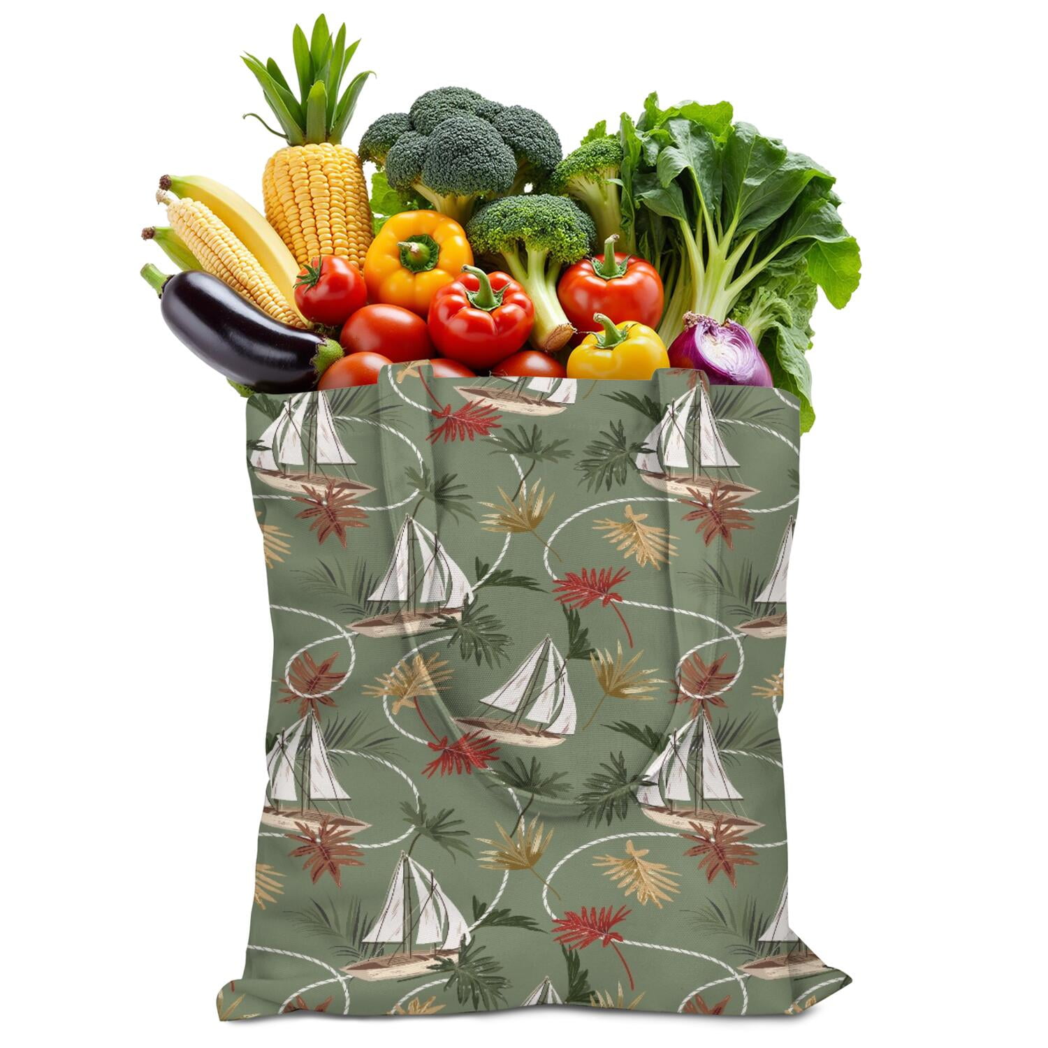 Hawaiian Tropical Island Reusable Shopping Tote Bag - Foldable ...