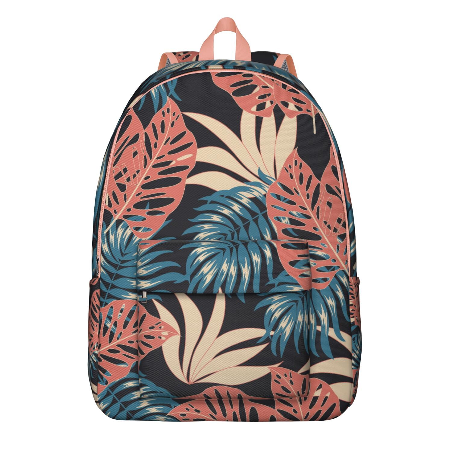 Hawaiian Tropical Leaf Backpack, Palm Leaf School Bag with Colorful ...