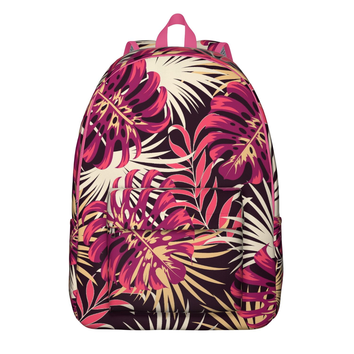 Hawaiian Tropical Leaf Backpack, Palm Leaf School Bag with Colorful ...