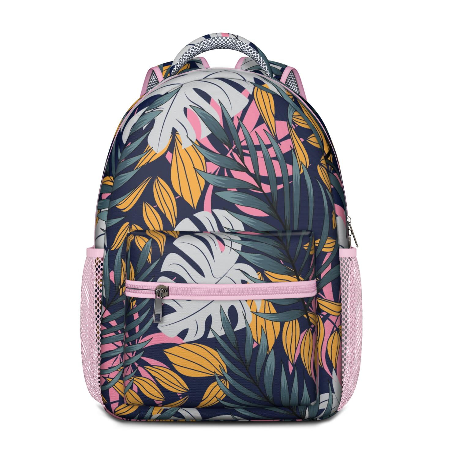 Hawaiian Tropical Leaf Backpack - Waterproof & Ergonomic Bookbag with Aloha Floral Print for ...