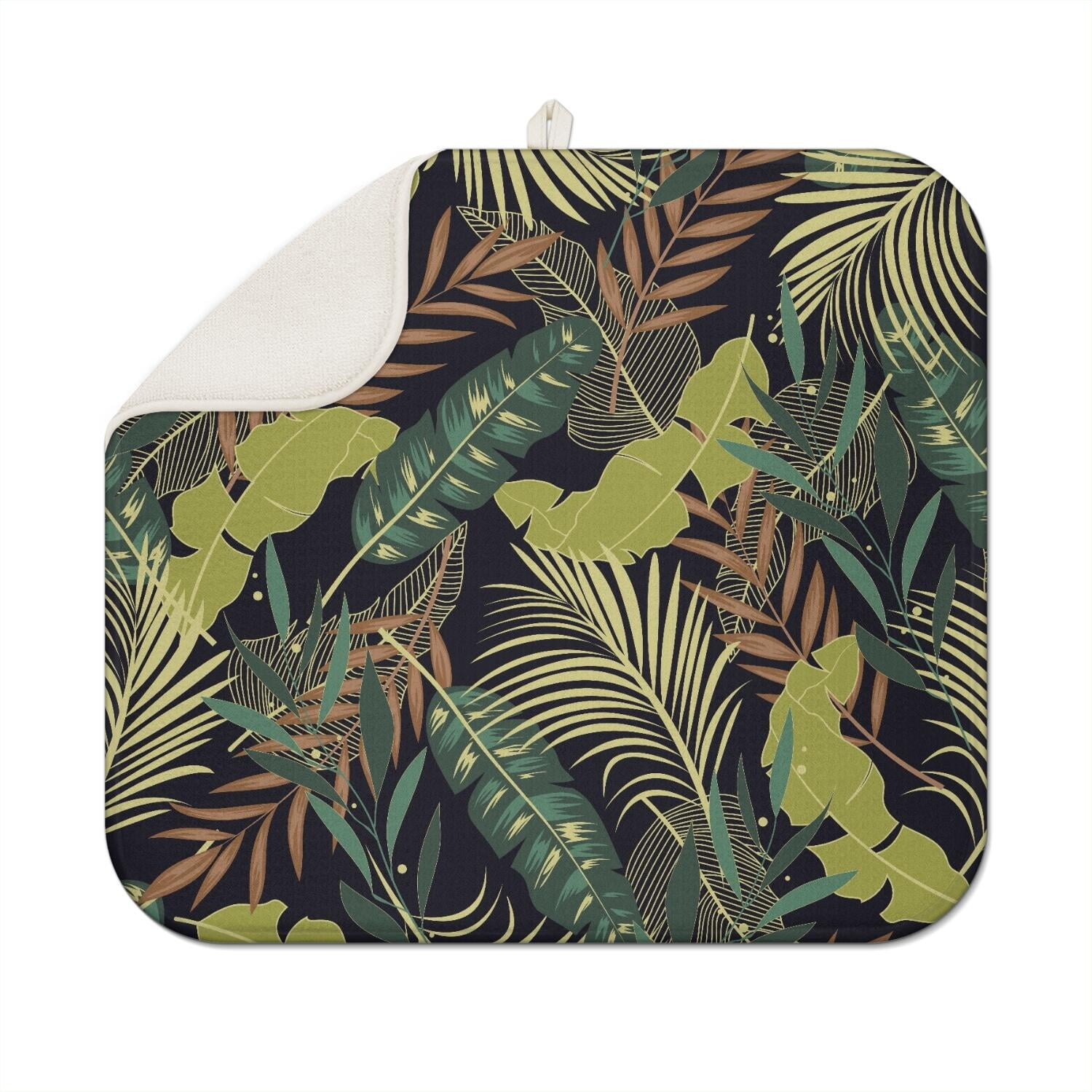 Hawaiian Tropical Leaf Dish Drying Mat - Super Absorbent Microfiber ...