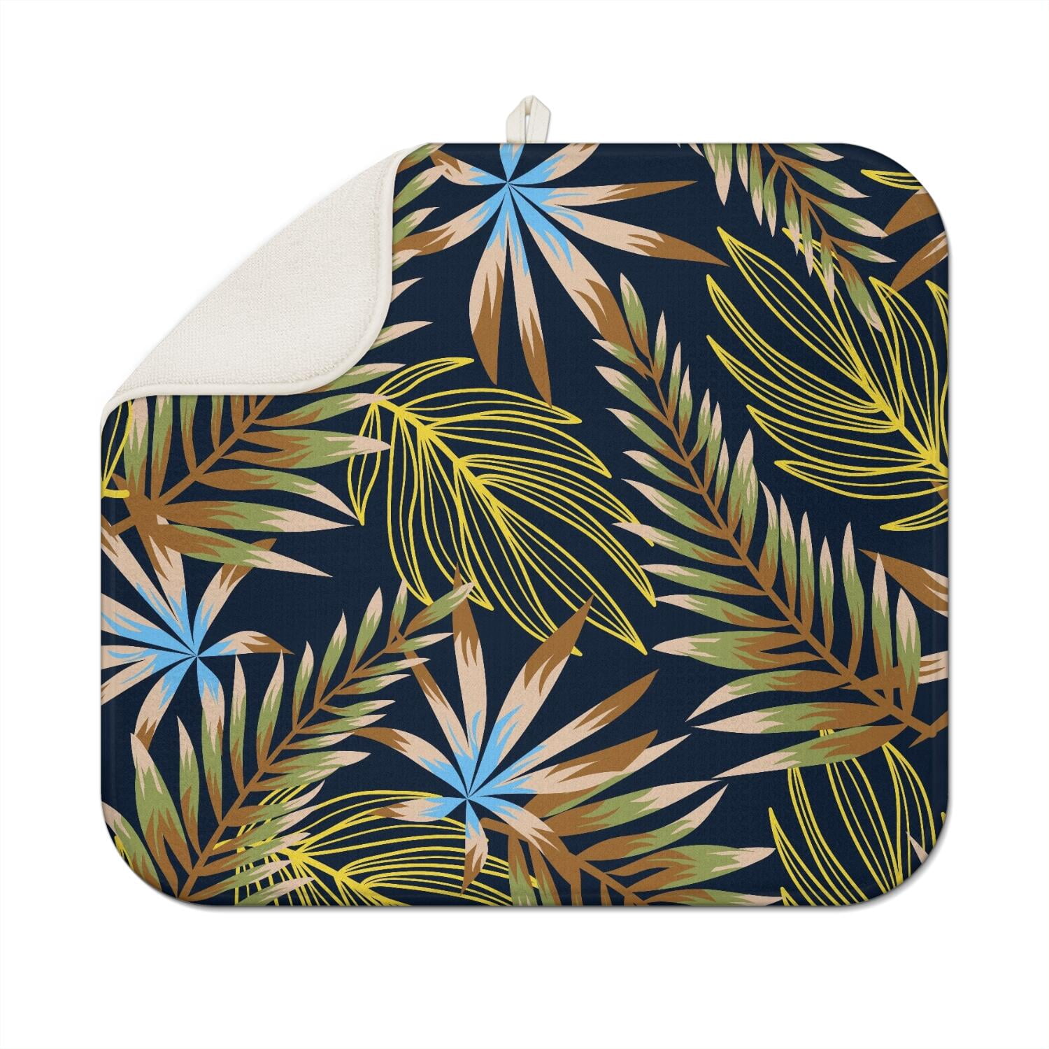 Hawaiian Tropical Leaf Dish Drying Mat – Vibrant Palm Leaf and Jungle ...
