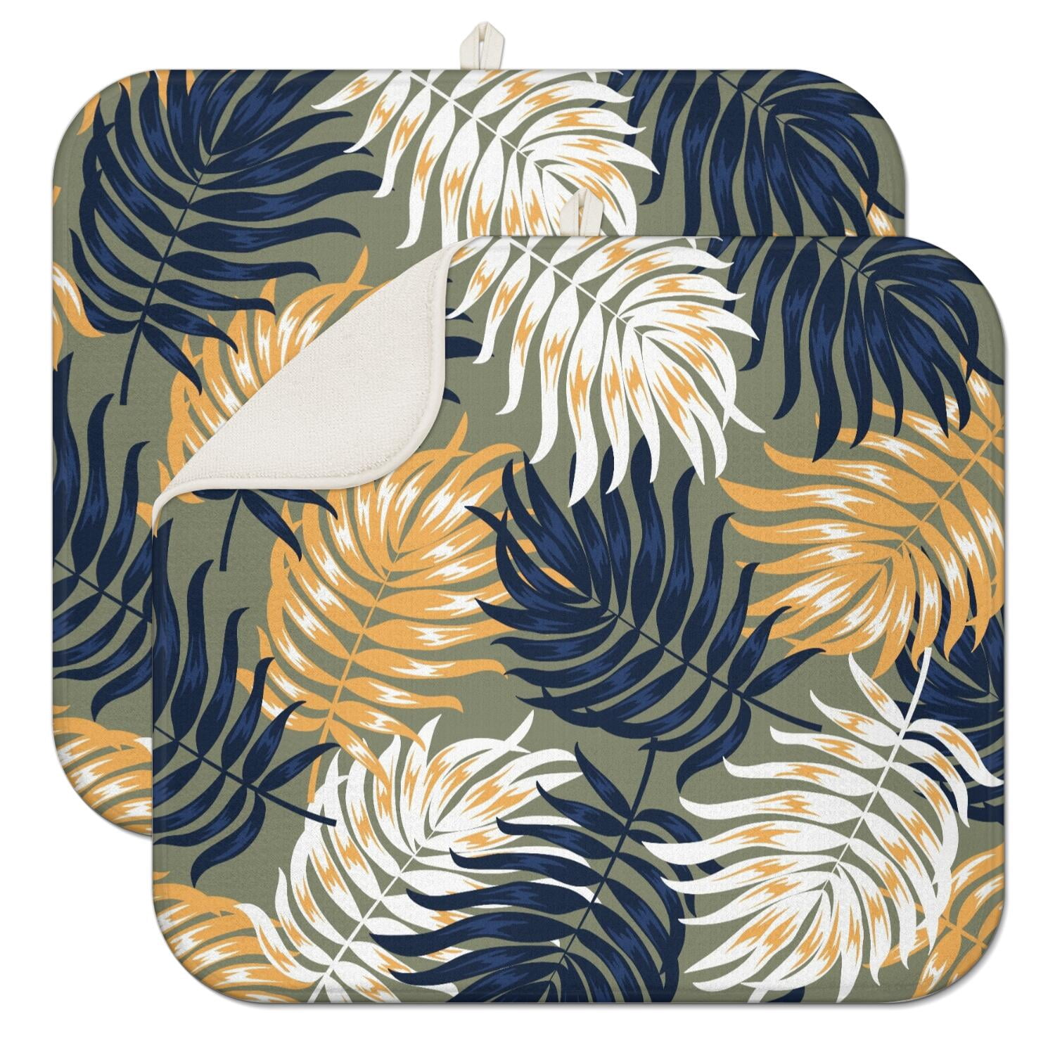 Hawaiian Tropical Leaf Dish Drying Mat – Vibrant Palm Leaf and Jungle ...