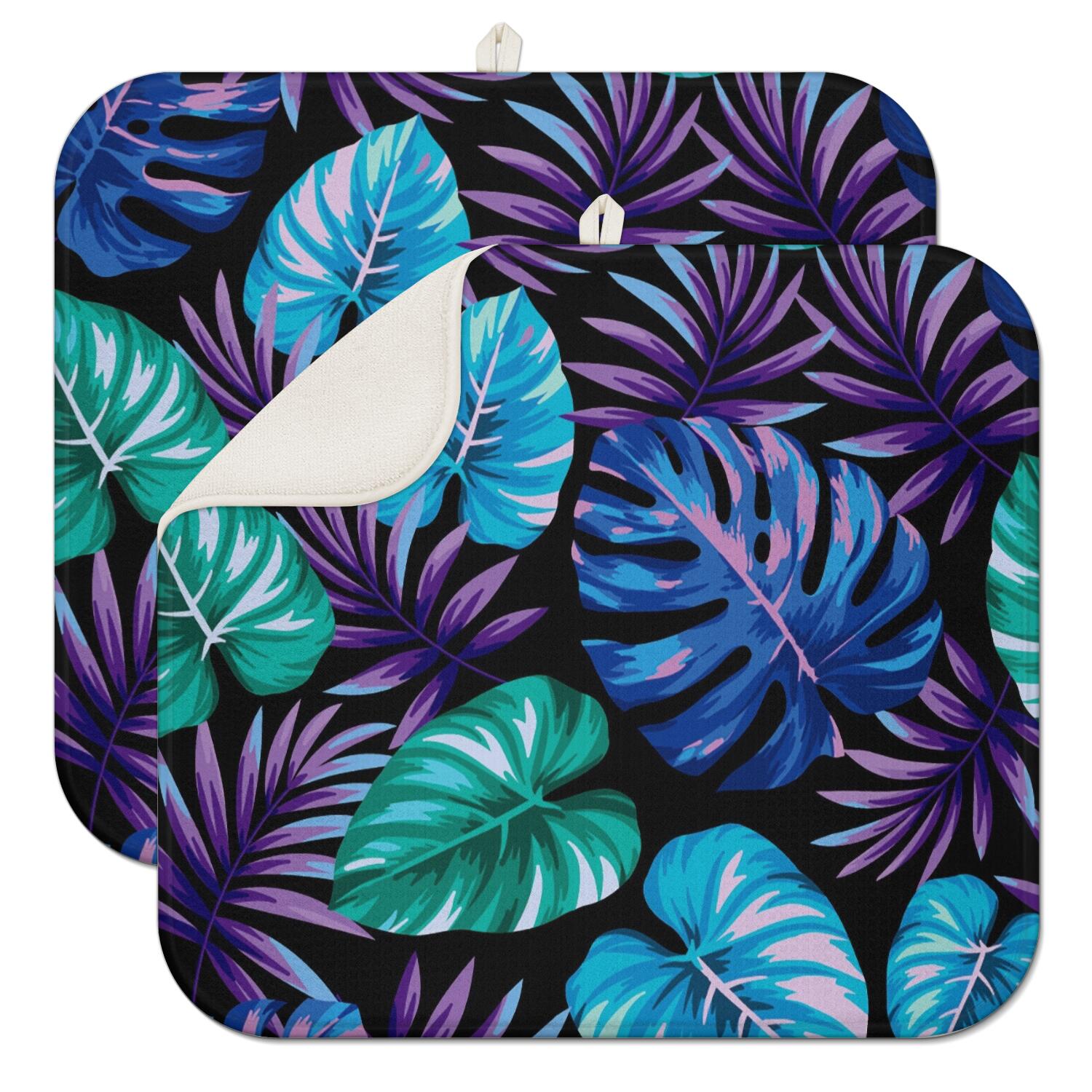 Hawaiian Tropical Leaf Dish Drying Mat – Vibrant Palm Leaf and Jungle ...