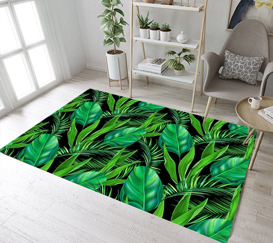 Hawaiian Tropical Leaves Carpet Palm Leaves Area Rug For Living Room ...