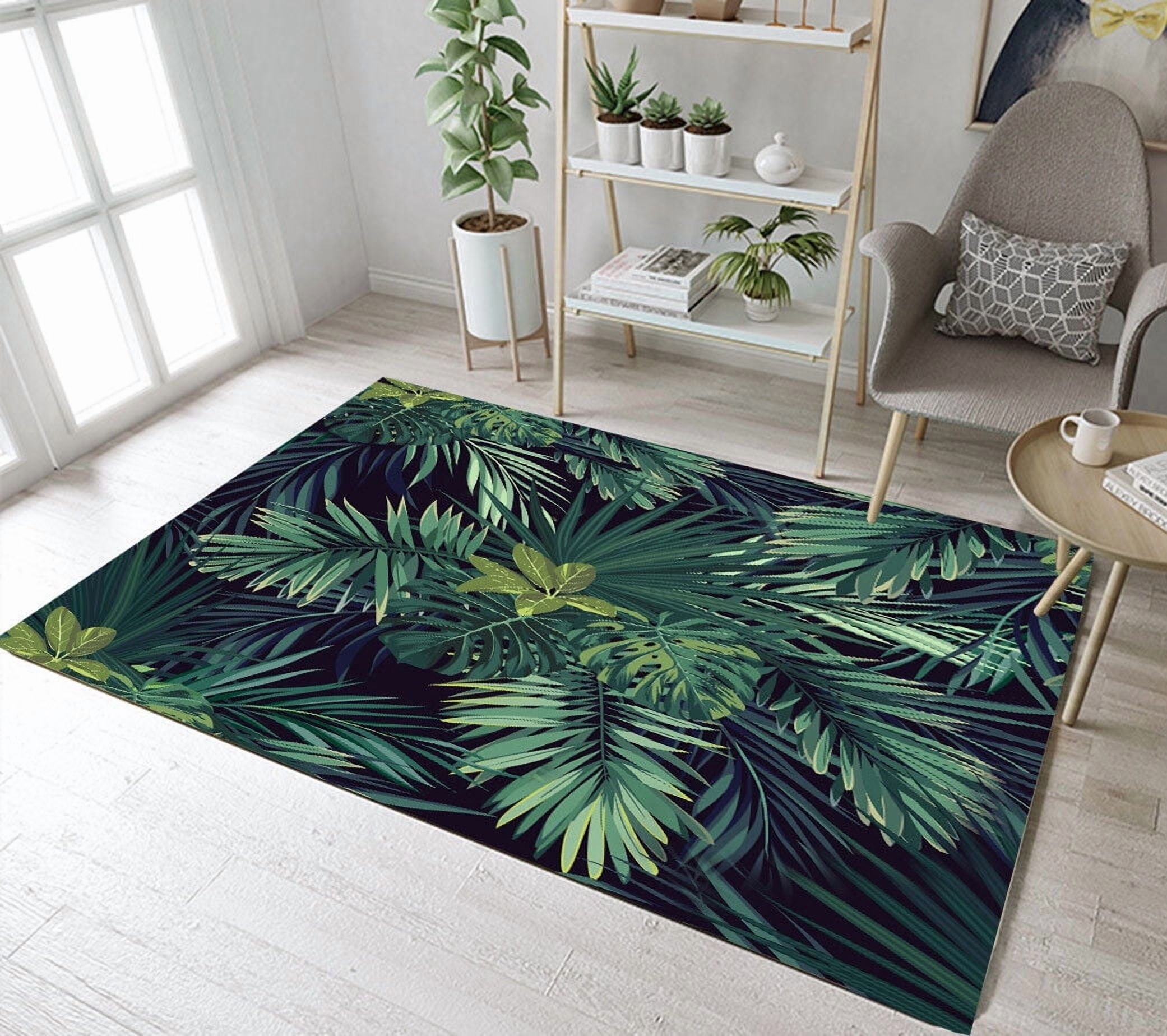 Hawaiian Tropical Leaves Carpet Palm Leaves Area Rug For Living Room ...