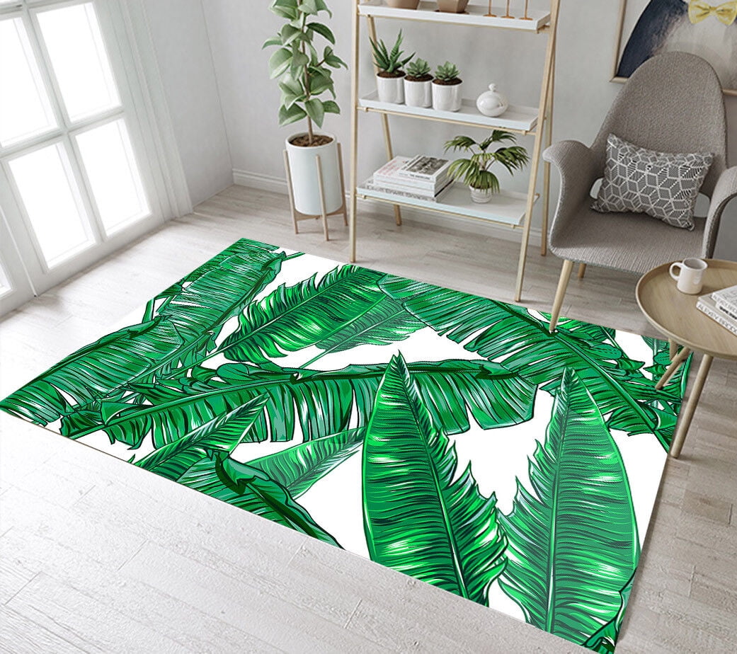 Hawaiian Tropical Leaves Carpet Palm Leaves Area Rug For Living Room ...