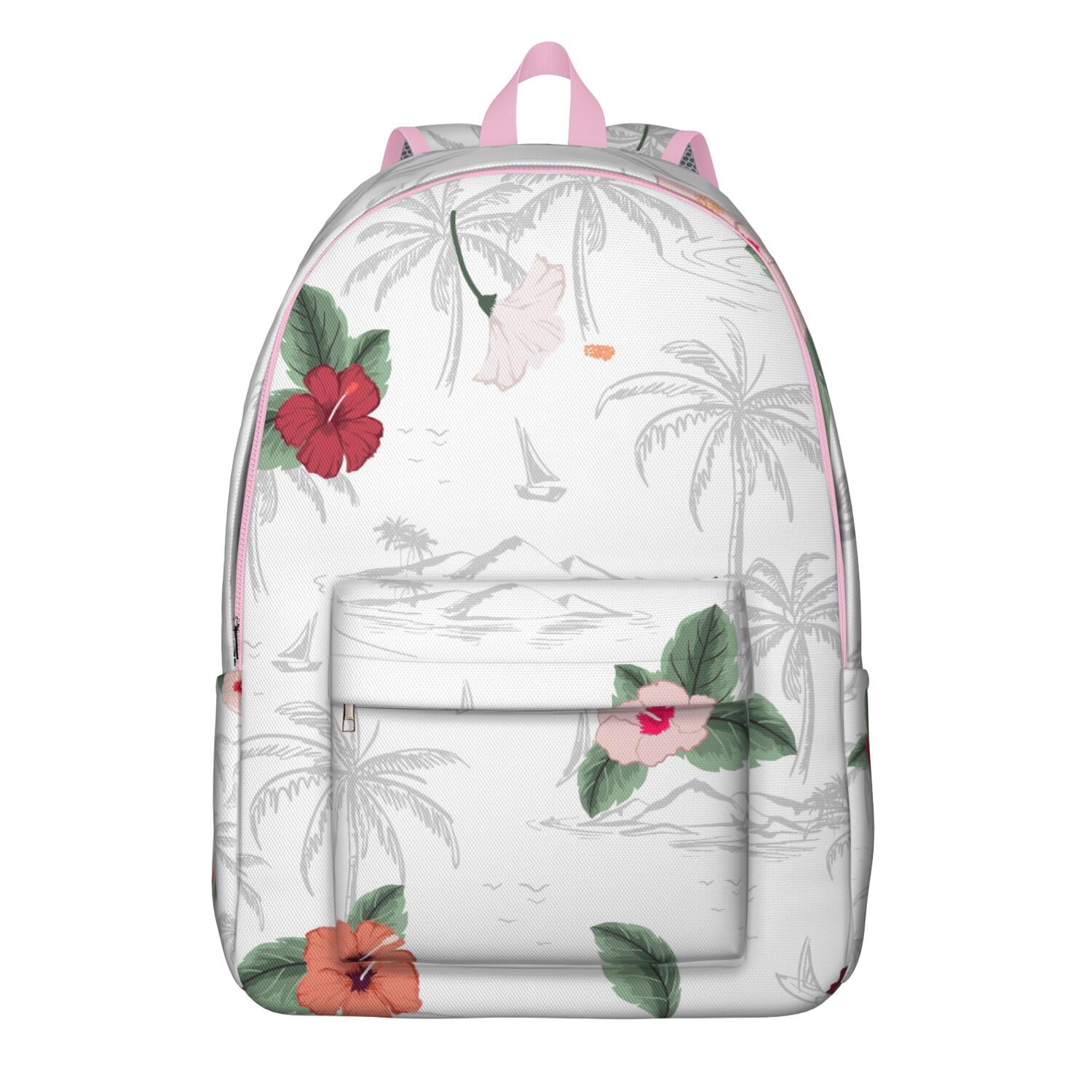 Hawaiian Tropical Plant Backpack, Palm Leaf School Bag with Jungle ...