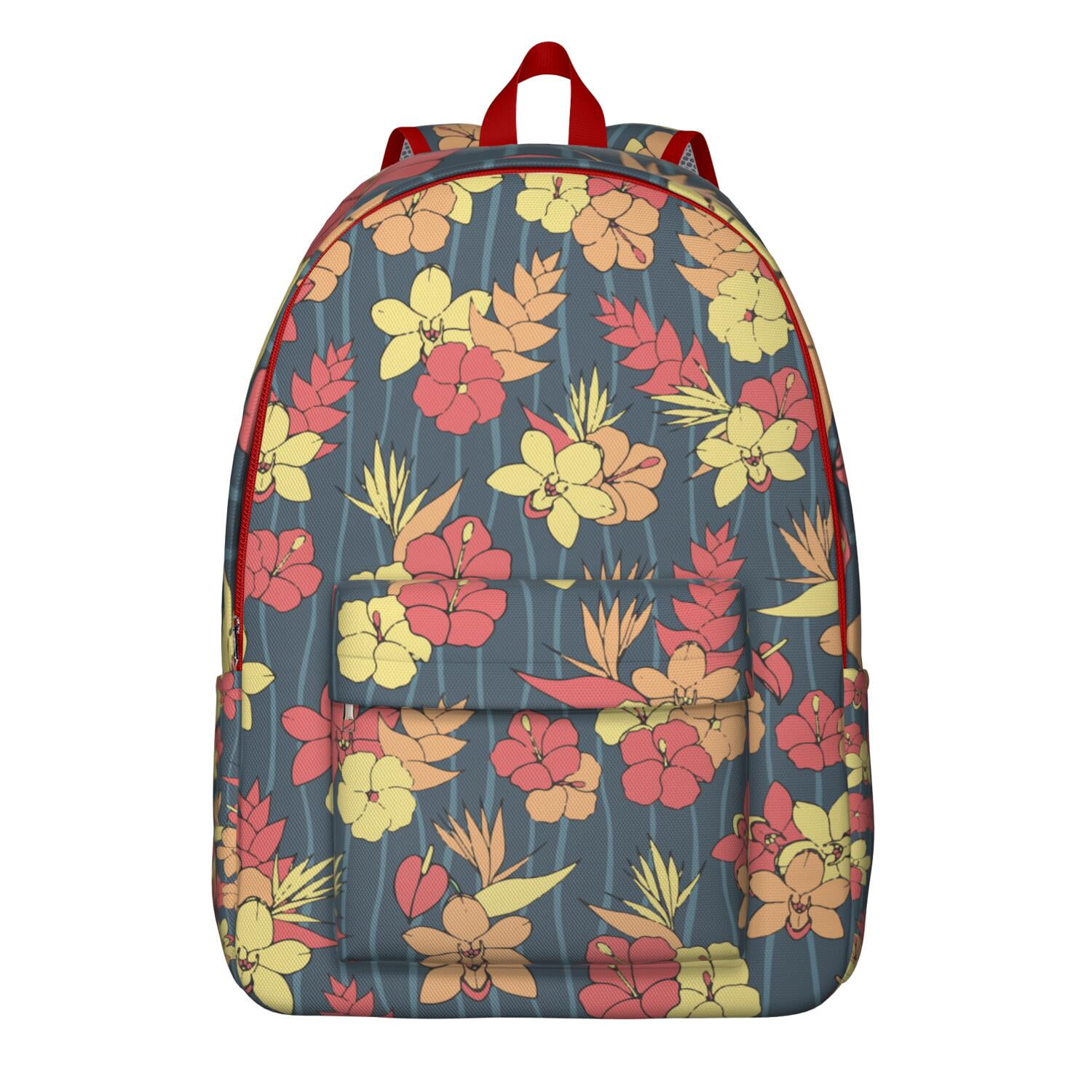 Hawaiian Tropical Plant Backpack, Palm Leaf School Bag with Jungle ...