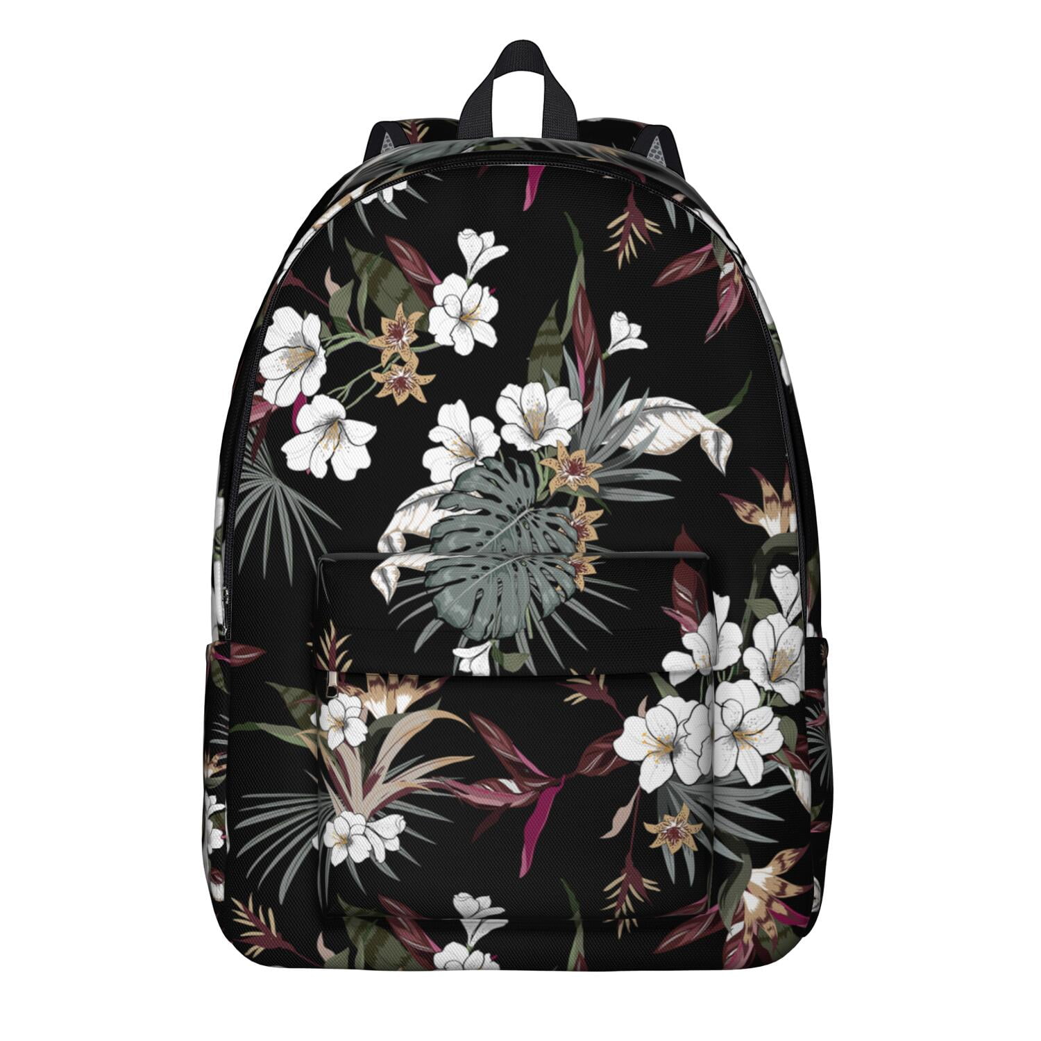 Hawaiian Tropical Plant Backpack, Palm Leaf School Bag with Jungle ...