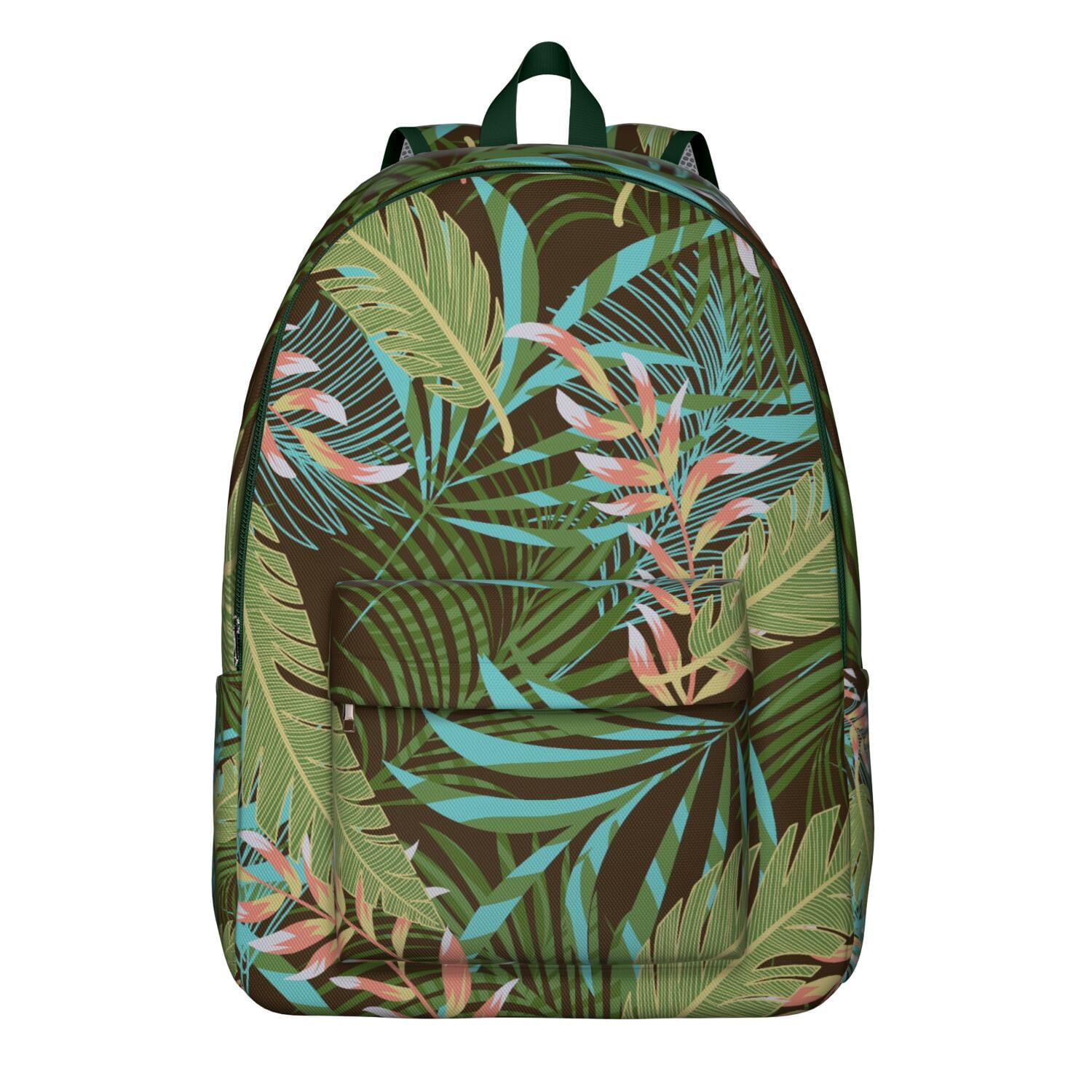 Hawaiian Tropical Plant Backpack, Palm Leaf School Bag with Jungle ...