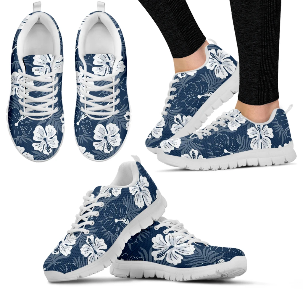 Hawaiian Tropical Plant Designer Fashion Sneakers For Women Hibiscus ...