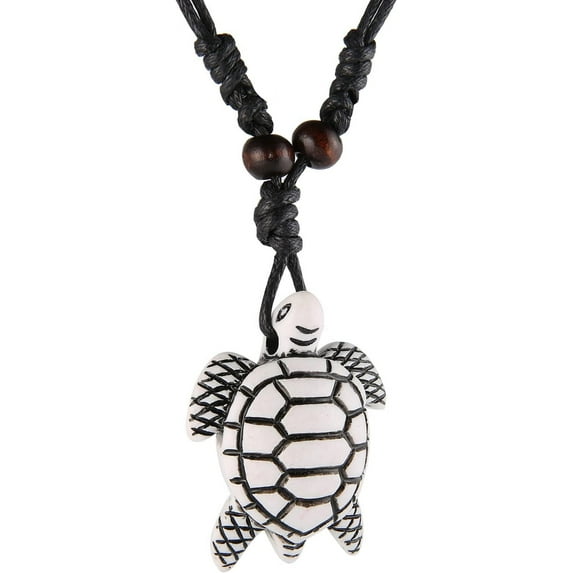Hawaiian Turtle Pendant Necklace Men Women - Adjustable Rope Surfer ...