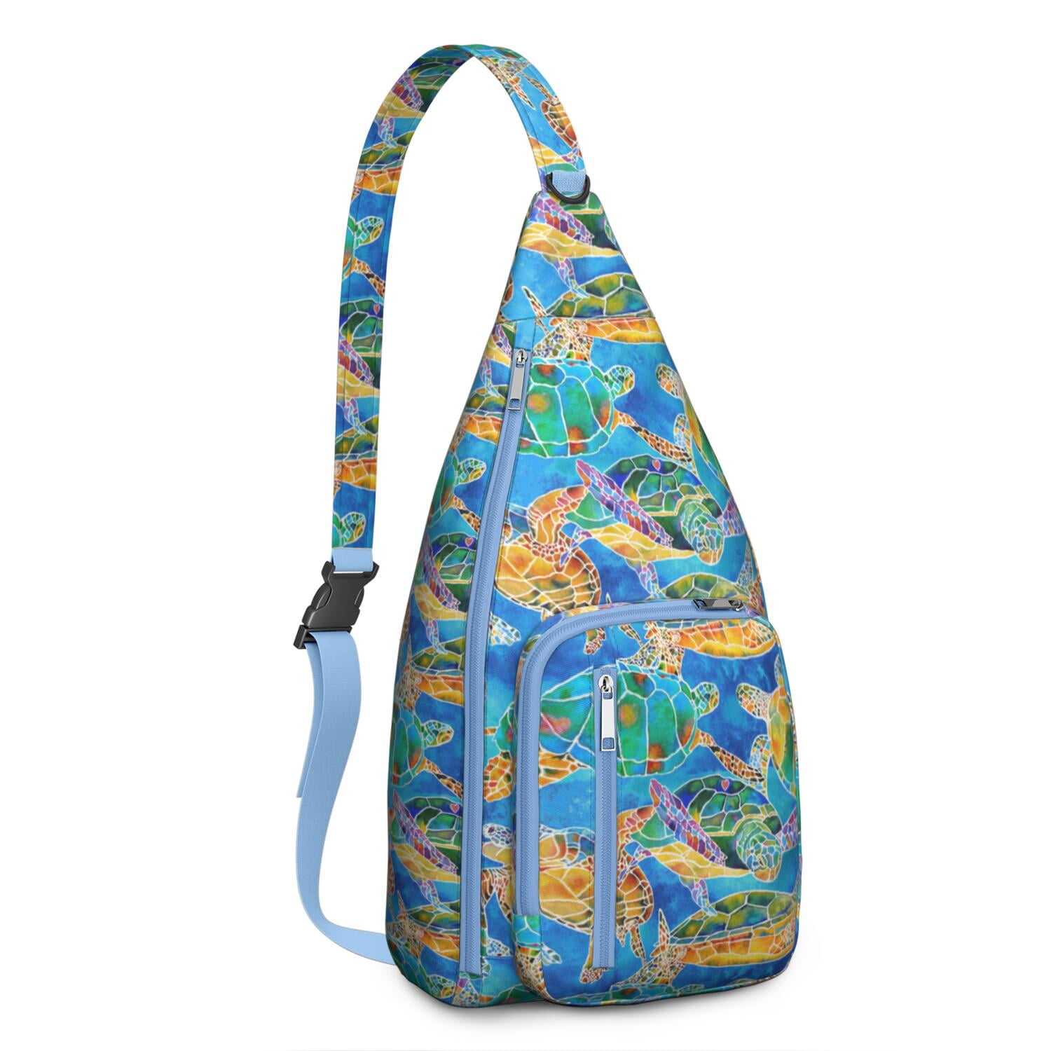 Hawaiian Turtle Sling Backpack - Tropical Beach Animal Print Shoulder ...