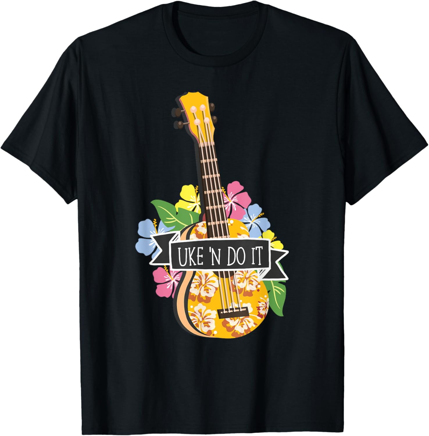 Hawaiian Ukulele Uke 'N Do It Flower T-Shirt - Walmart.com