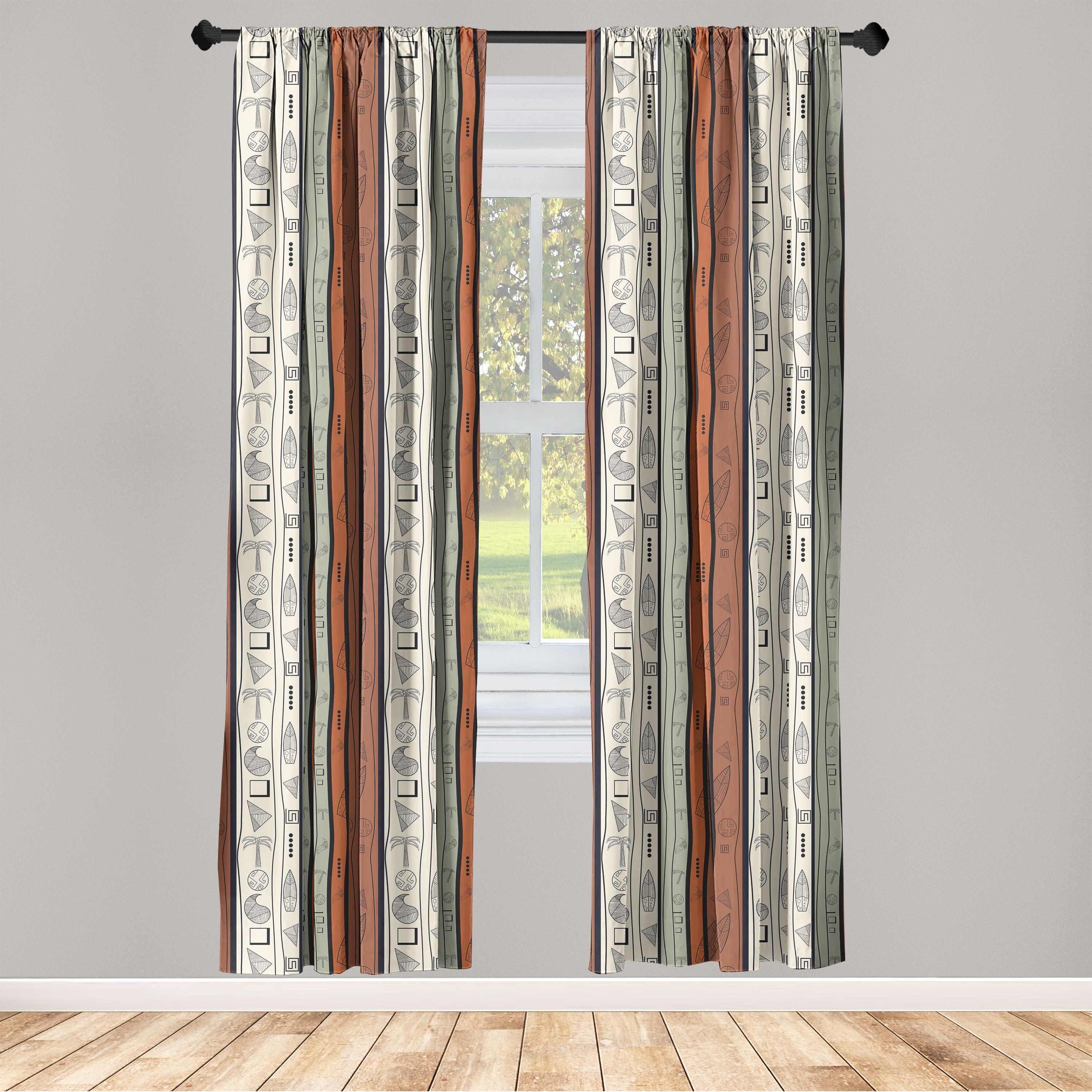 Hawaiian Window Curtains, Aloha Palm Trees Traditional Pattern of ...