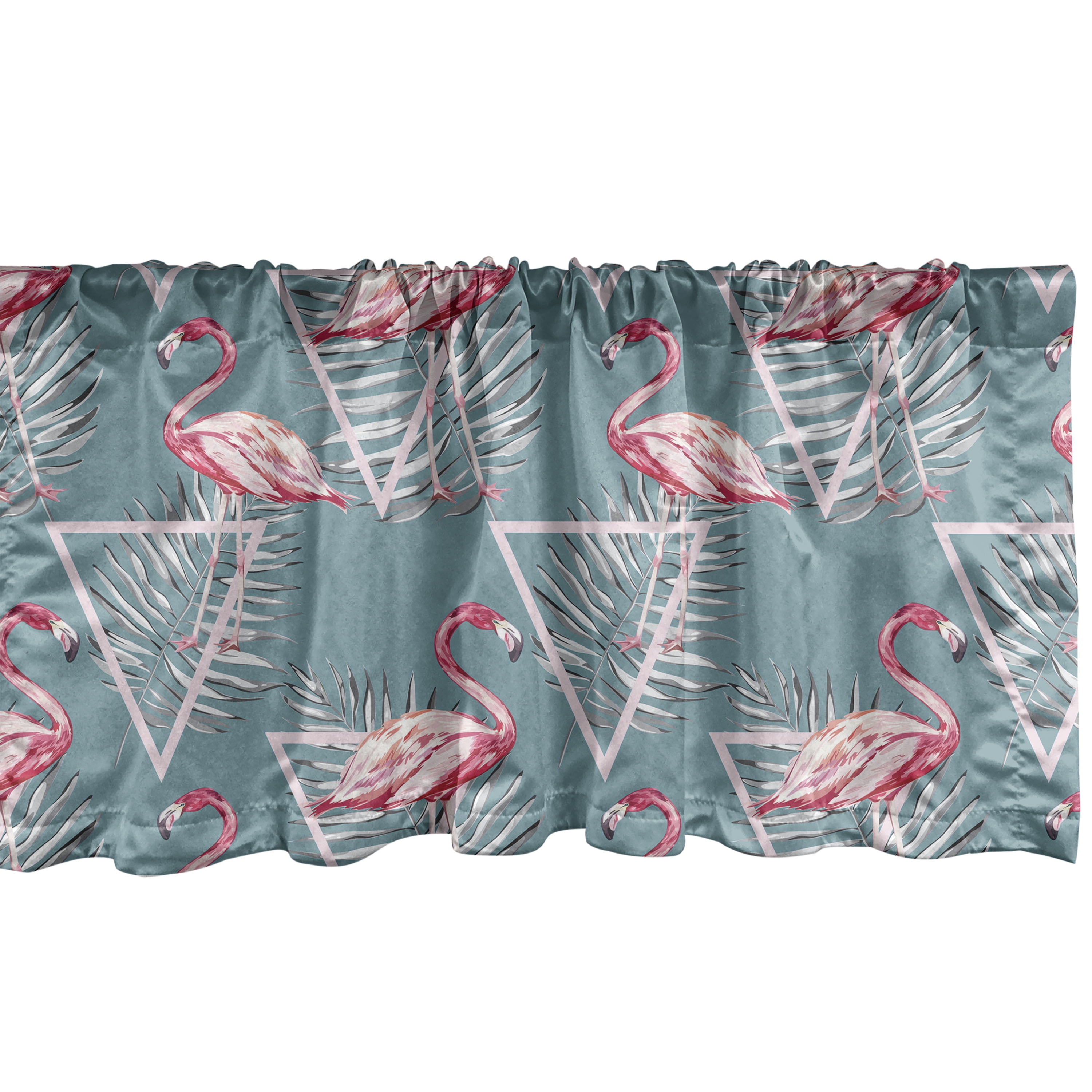 Hawaiian Window Valance, Triangles and Palm Leaves Flamingo Birds ...