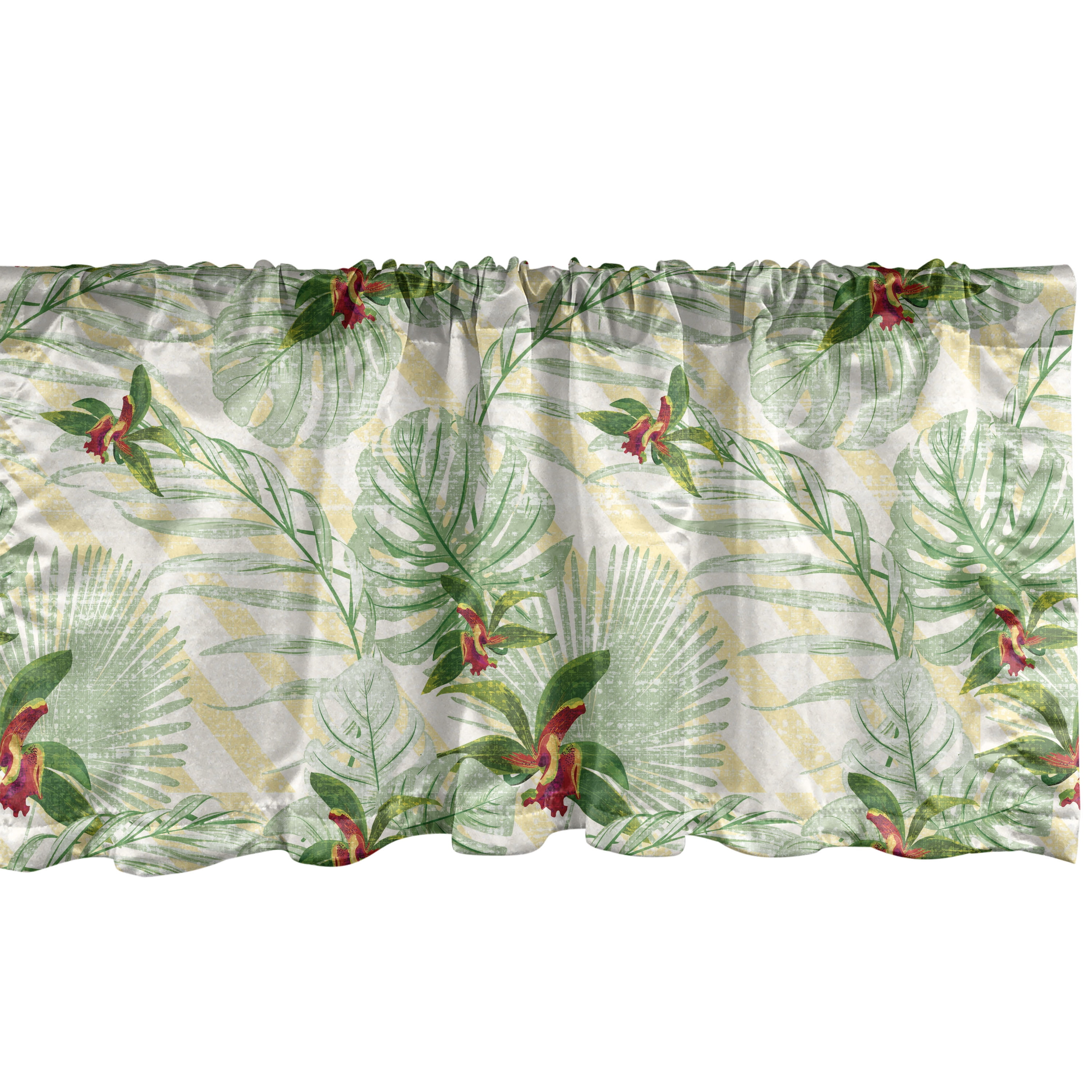 Hawaiian Window Valance, Tropical Bouquets of Jungle Palms Exotic ...