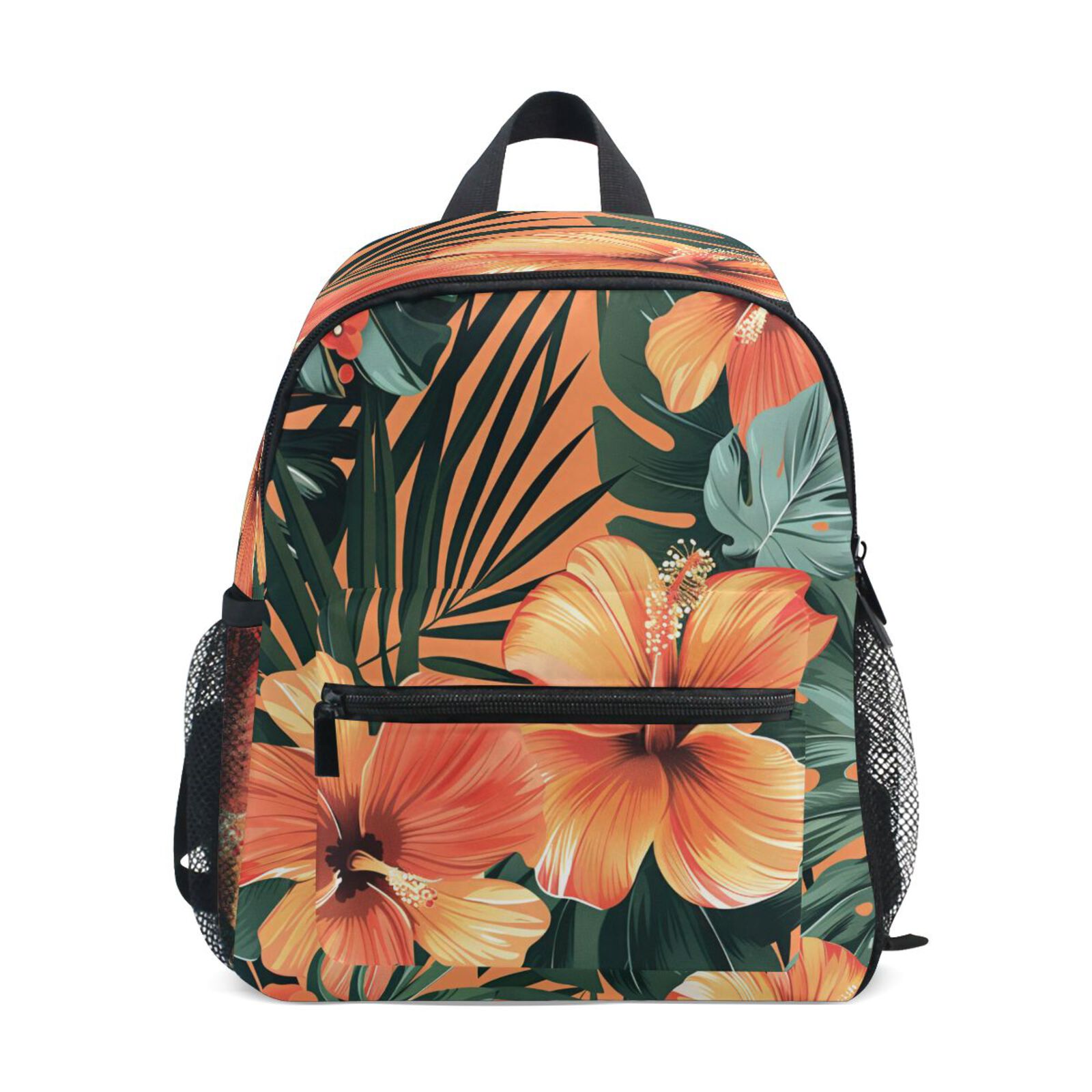 Hawaiian flowers palm leaves orange flowers Backpacks for toddlers ...