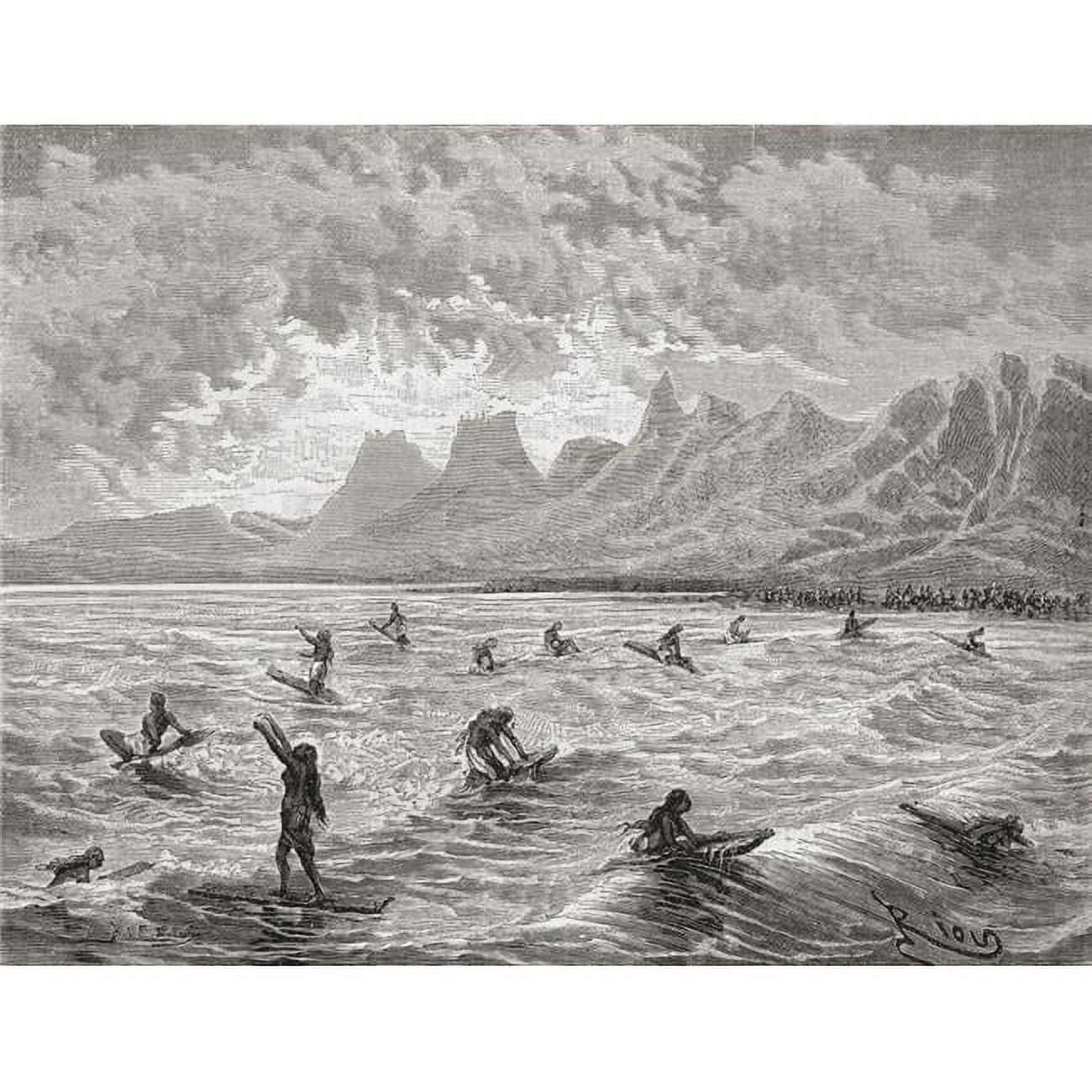 Hawaiians Surfing In The 19th Century. After A Drawing By Charles ...