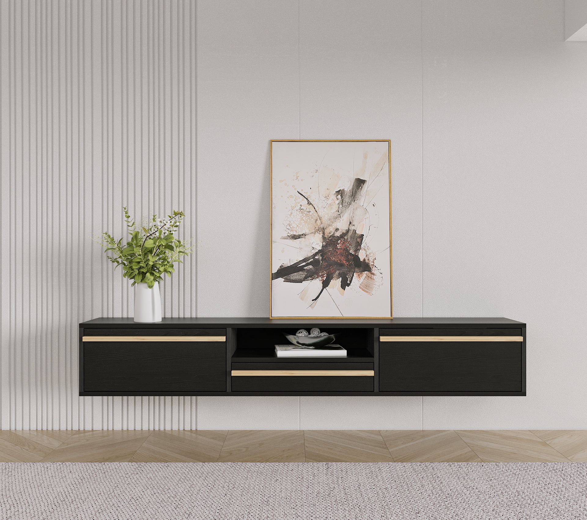 Hawana 71" Modern and Minimalist Wall Mounted Floating Entertainment ...