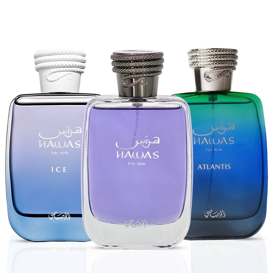 Hawas, Hawas Ice & Hawas Atlantis Eau de Parfum Sprays 100ml (3.4 oz ...
