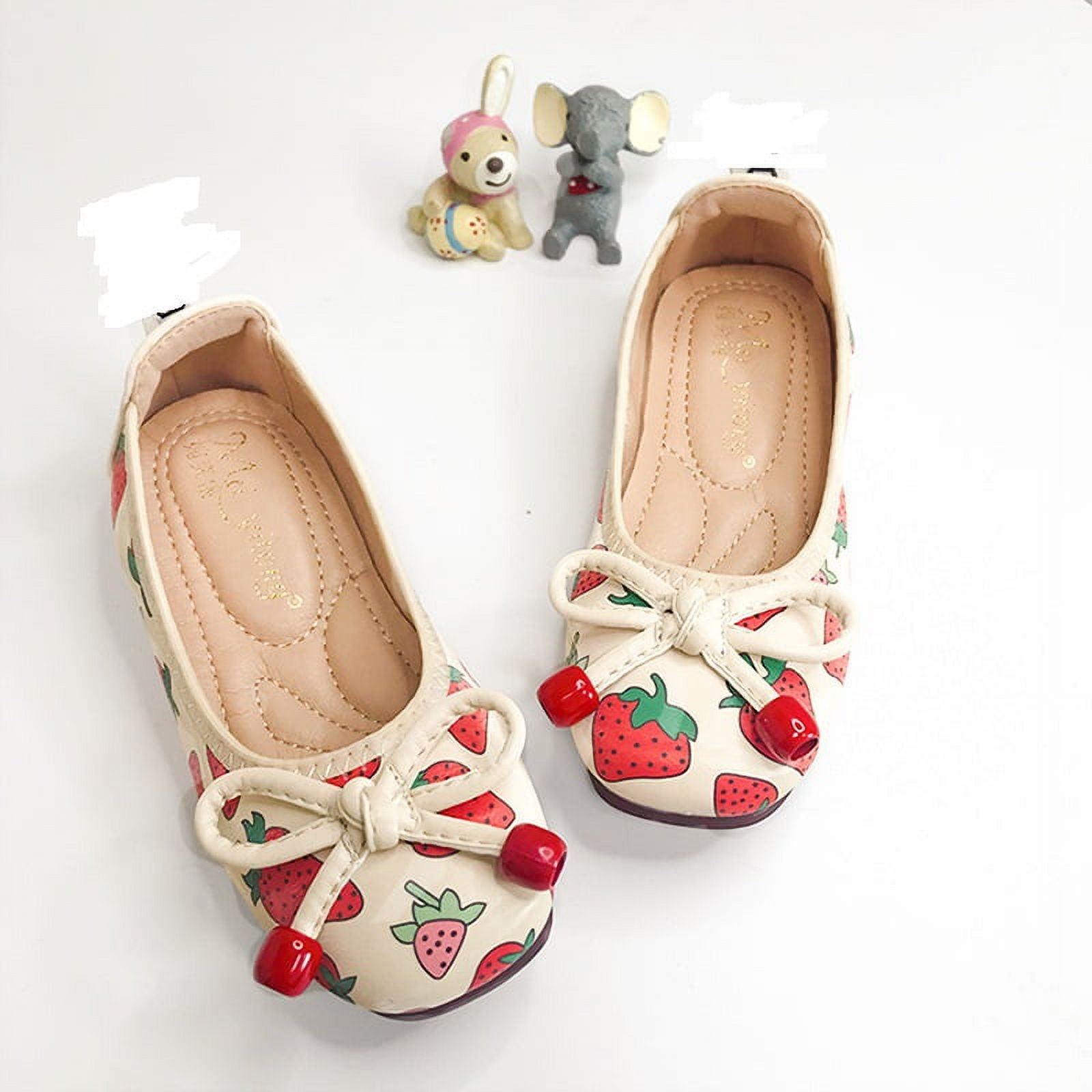Hawee Dress-up Strawberry Bownot Princess PU Leather Ballerina Flats ...