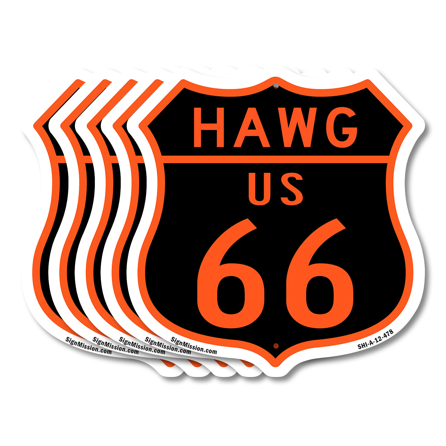 Hawg Us 66 (5 Pack) 12 inch X 12 inch Shield-Shaped Rust-Free Aluminum ...
