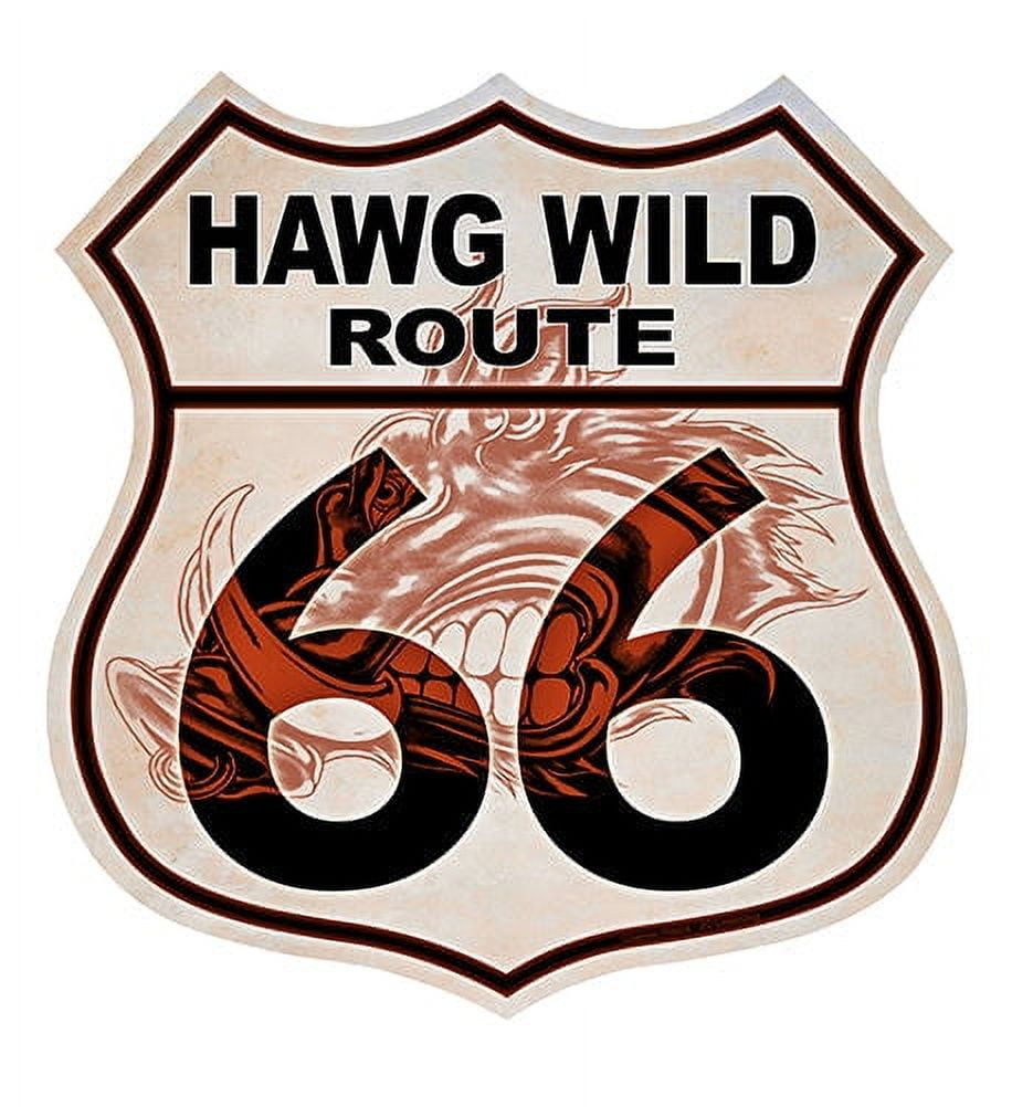 Hawg Wild Route 66 Novelty Sign | Indoor/Outdoor | Funny Home Décor for Garages, Living Rooms ...