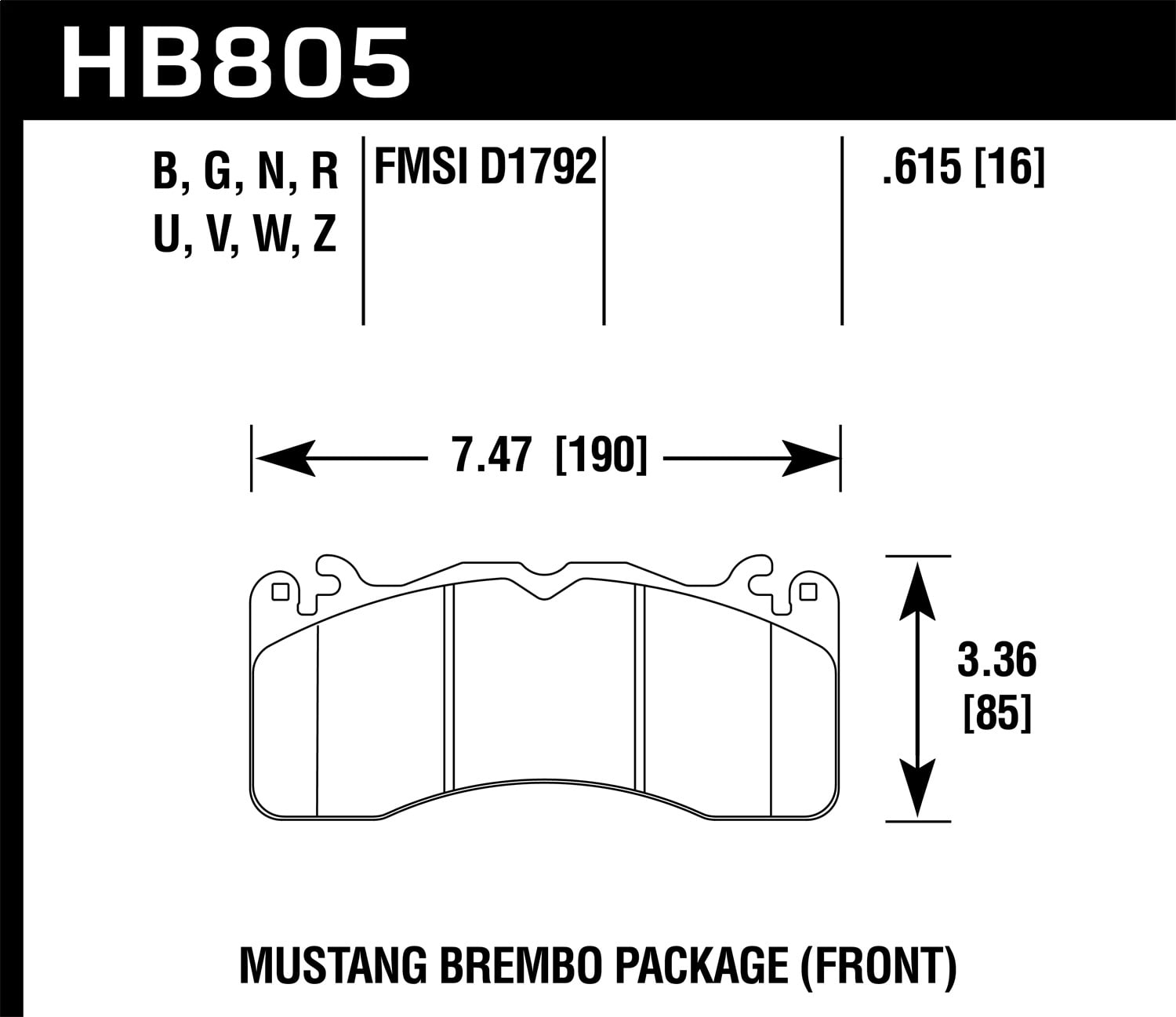 Hawk 15-17 Ford Mustang Brembo Package HPS 5.0 Front Brake Pads ...