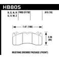 Hawk 15-17 Ford Mustang Brembo Package HPS 5.0 Front Brake Pads ...