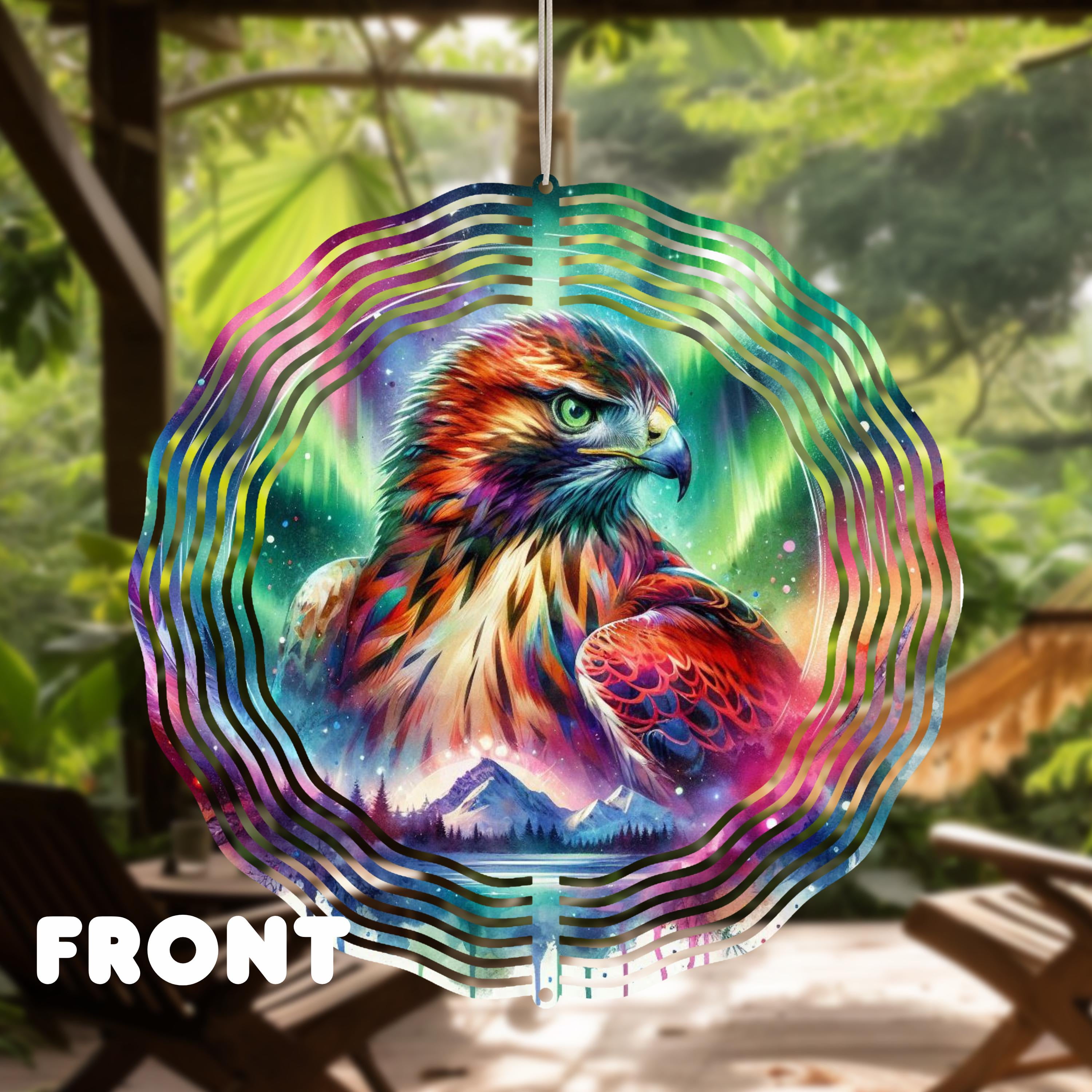 Hawk Bird 3D Wind Spinner Northern Lights Porch Decor Yard Art ...
