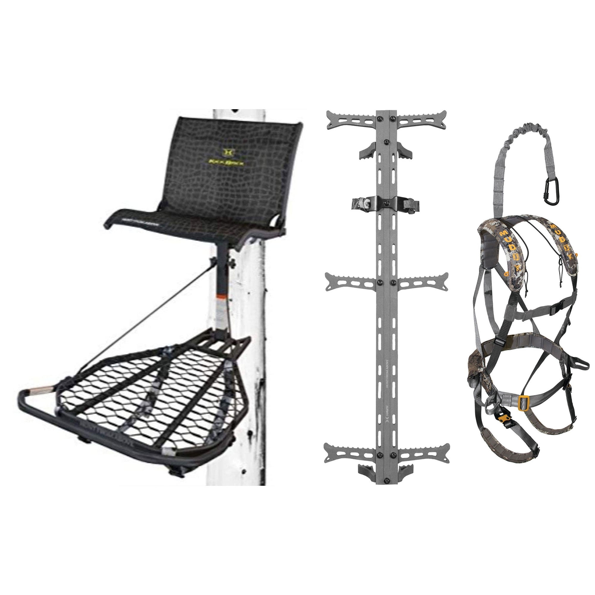 Hawk Helium Kickback Tree Stand, 3 Climbing Sticks & Muddy Ambush ...