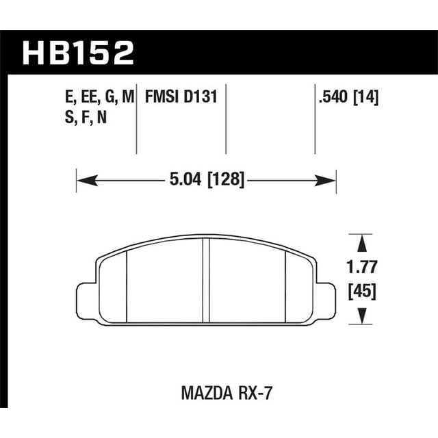 Hawk Mazda RX-7 HPS Street Front Brake Pads Fits select: 1986-1989 ...