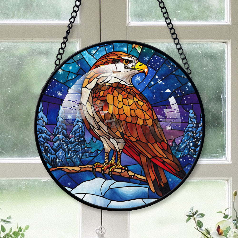 Hawk Ornament Christmas 2025, Hawk Stained Glass Hanging Window ...
