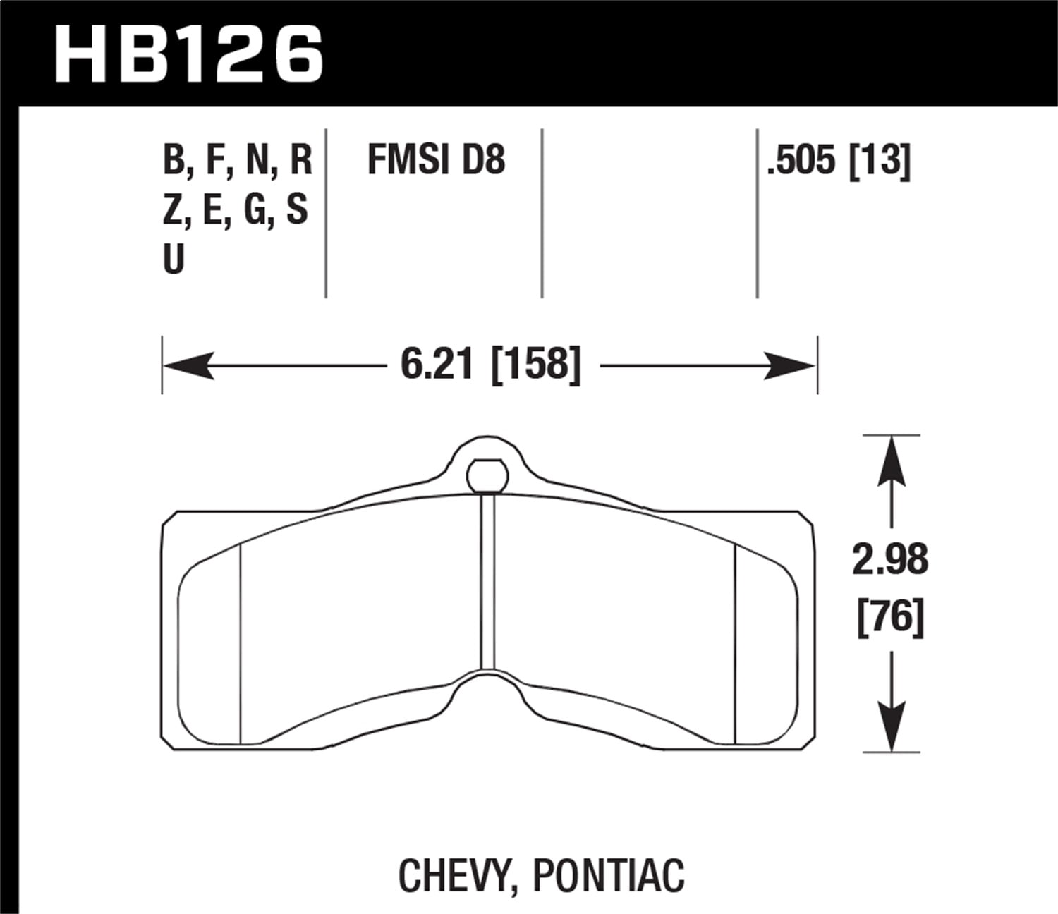 Hawk Performance HB126F.505 Brake Pads - HPS Compound - Set of 4 Fits ...