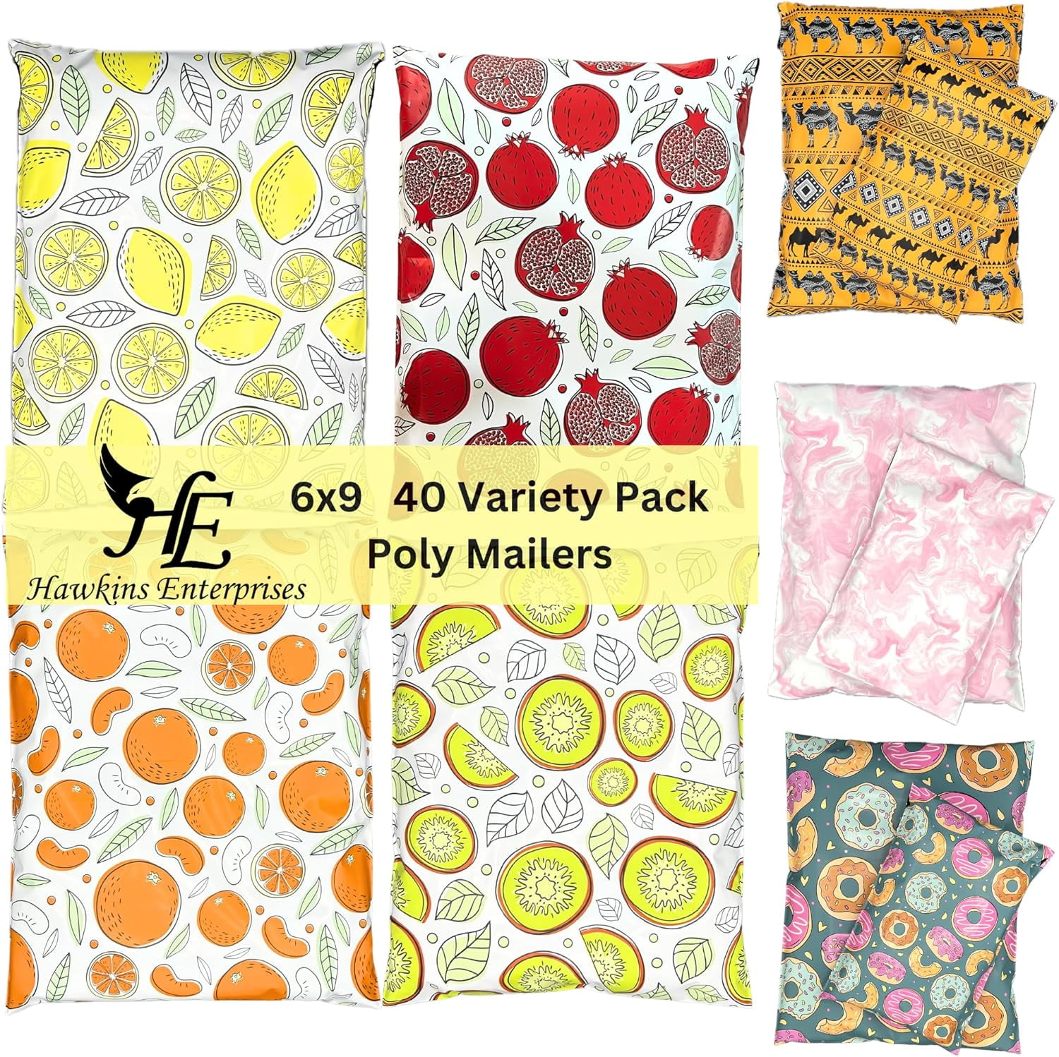 Hawk Poly Mailers 6x9 Cute Heavy Duty 3.15 mil Self-Sealing Shipping ...
