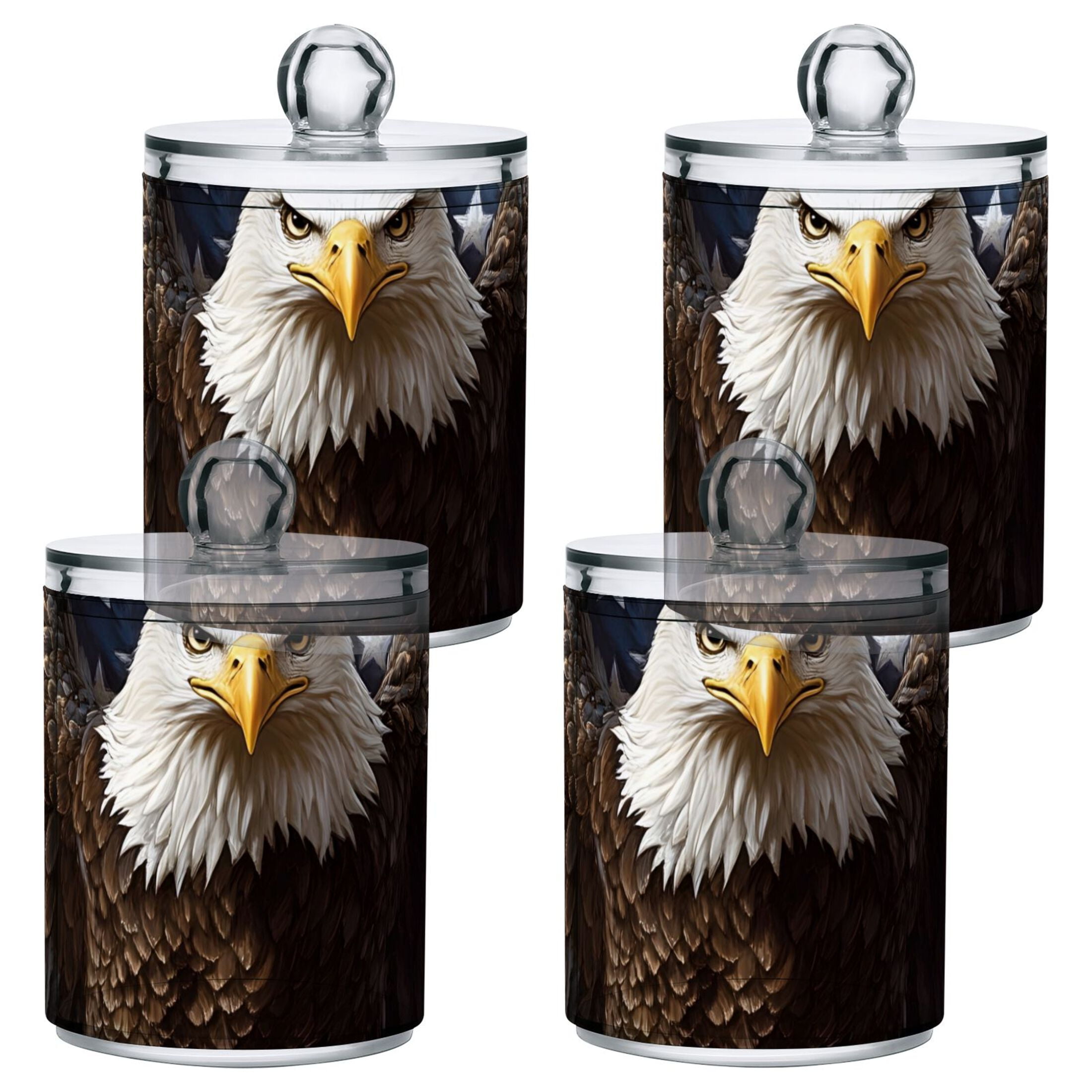 Hawk Spread Wings Front American Flag Translucent Plastic Cans Storage ...