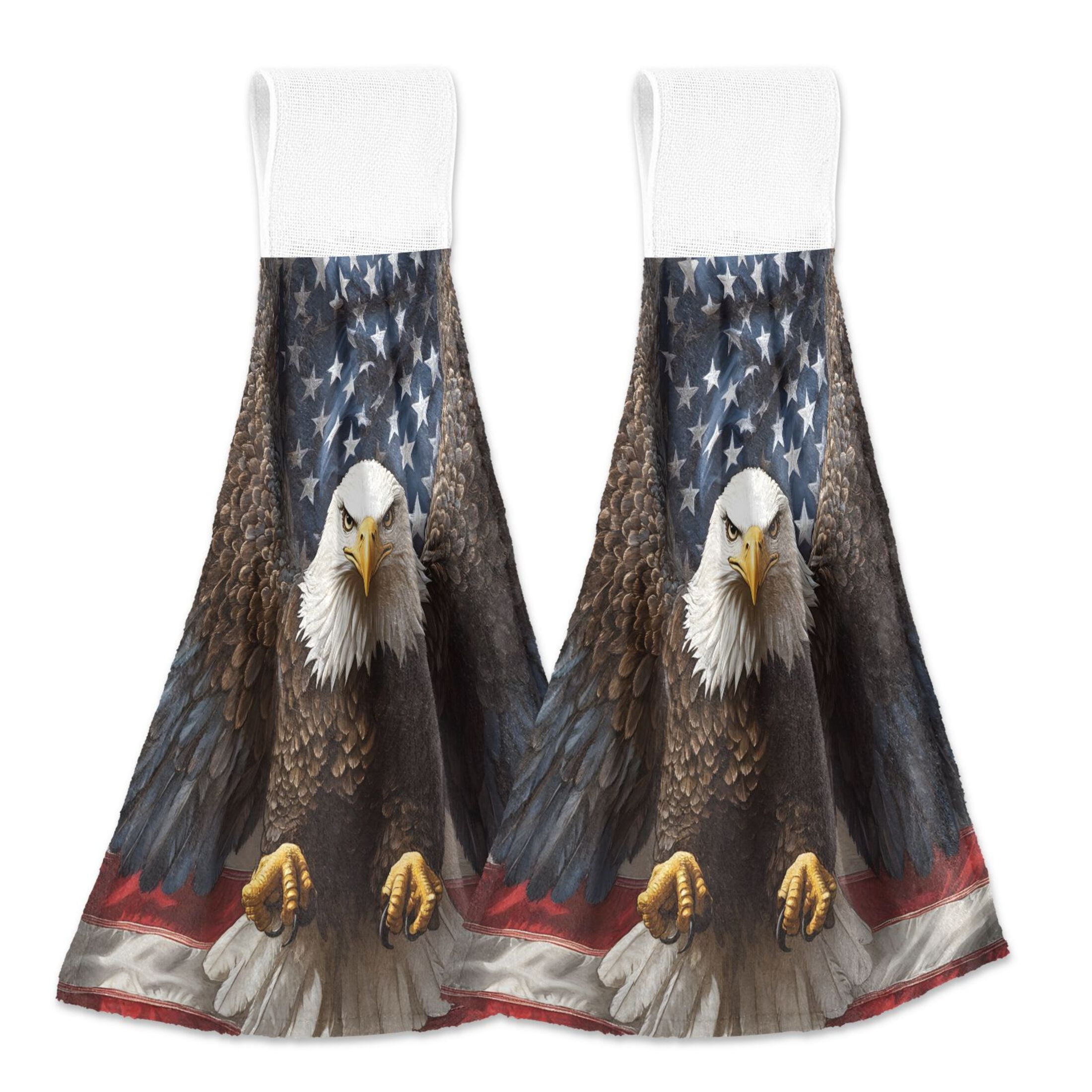 Hawk Spread Wings Front Flag Hanging Towels with Loop Hand Towels Nylon ...