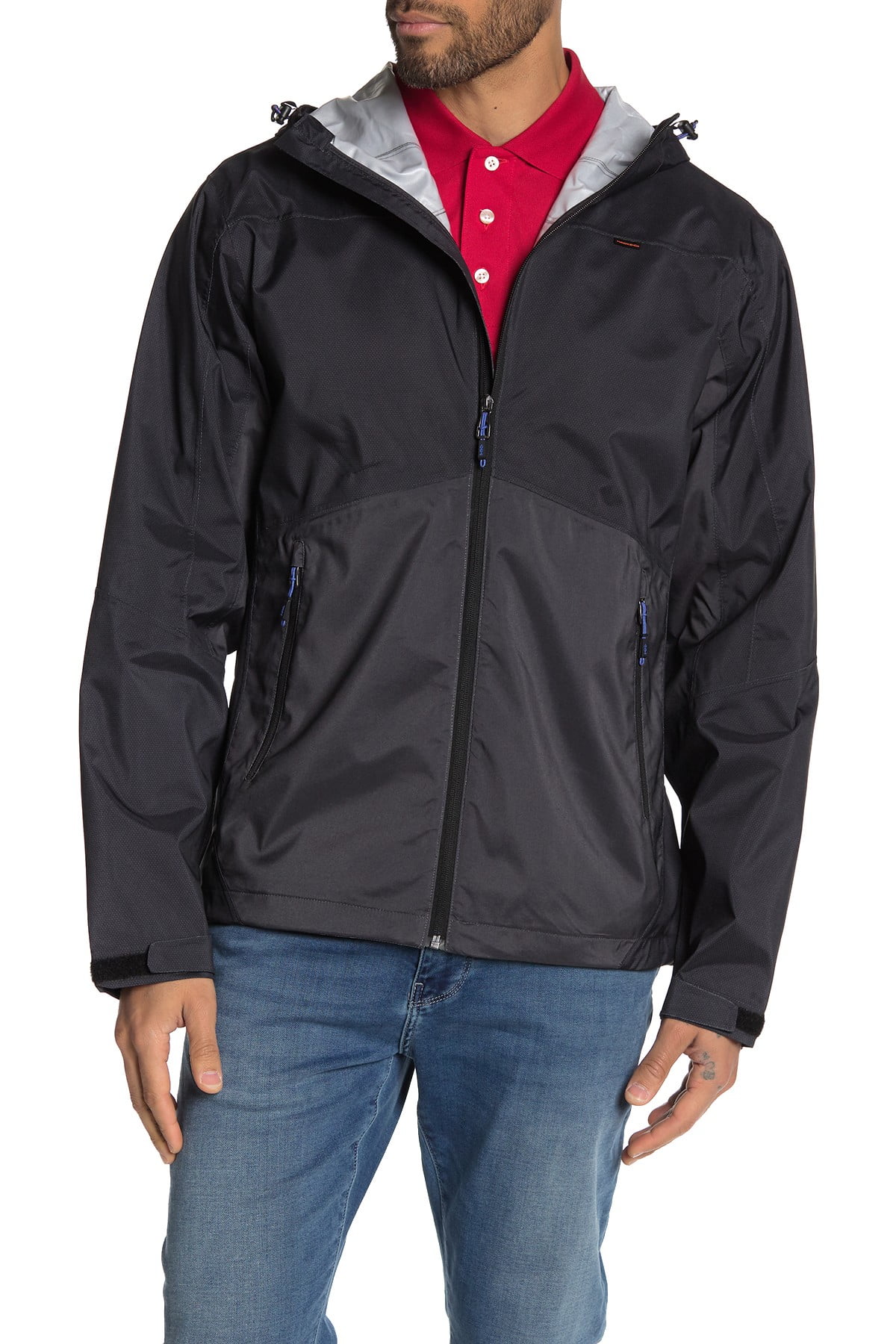 Hawke and Co Sport Mens Hooded Water Resistant Rain Full Zip Jacket ...