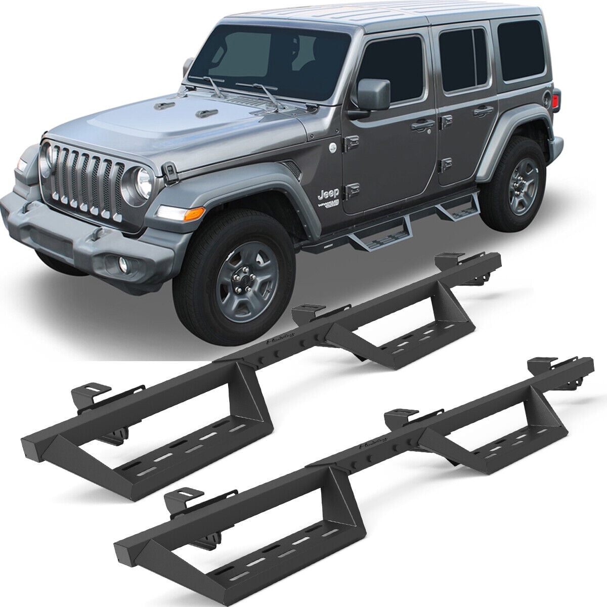 Hawkely Textured Side Steps For 2018-2025 Jeep Wrangler JL 4Door ...