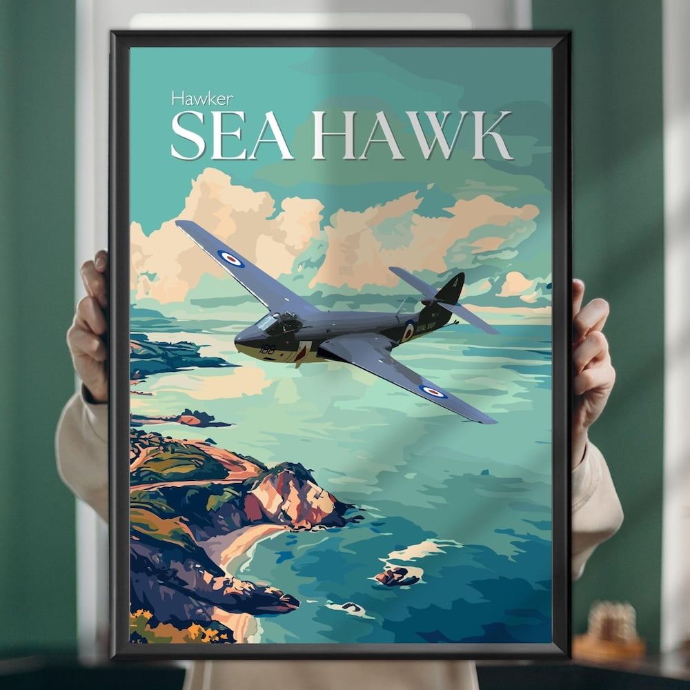 Hawker Sea Hawk Poster British Navy Jet Fighter Aircraft Artwork ...