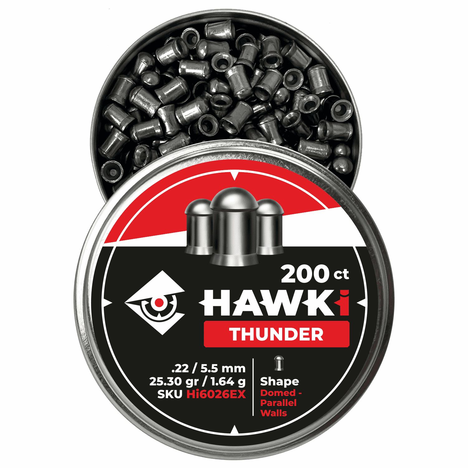 Hawki Air Rifle Ammo - .22/5.5mm Caliber, 200 ct Hi6026EX Domed Pellets ...