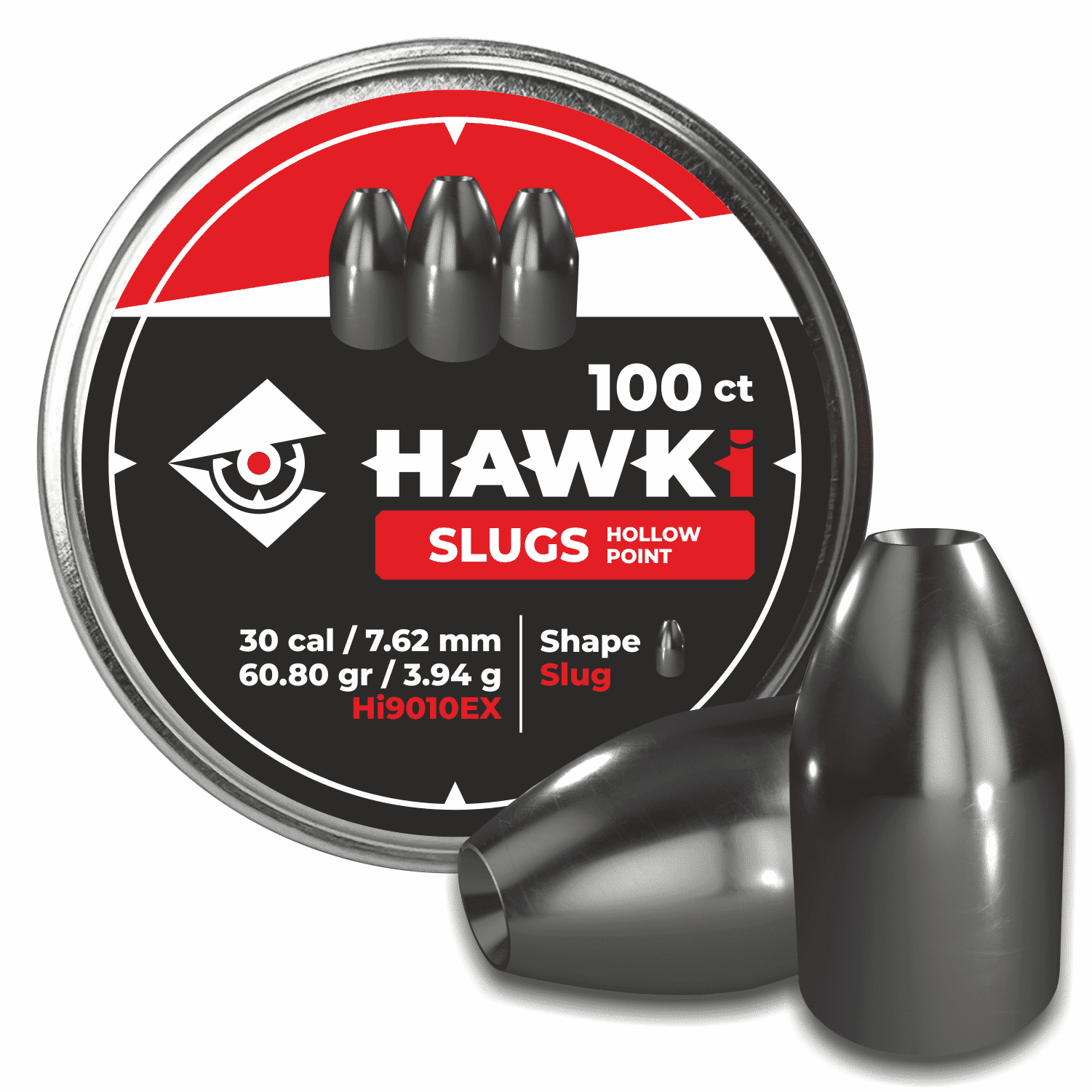 Hawki Airgun Pellets, .30 cal 7.62mm, 60.80 gr Slugs for Air Rifles ...